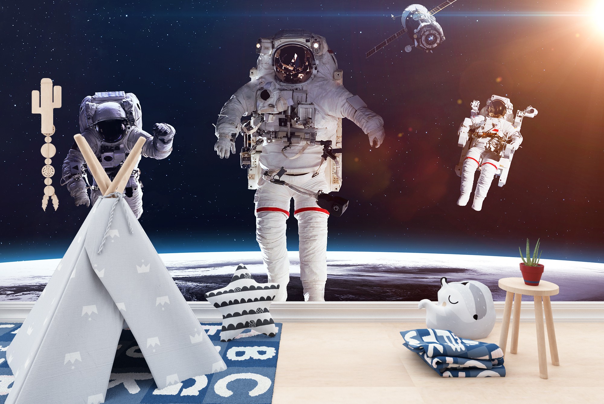 Astronauts in Space Wallpaper Wall Mural