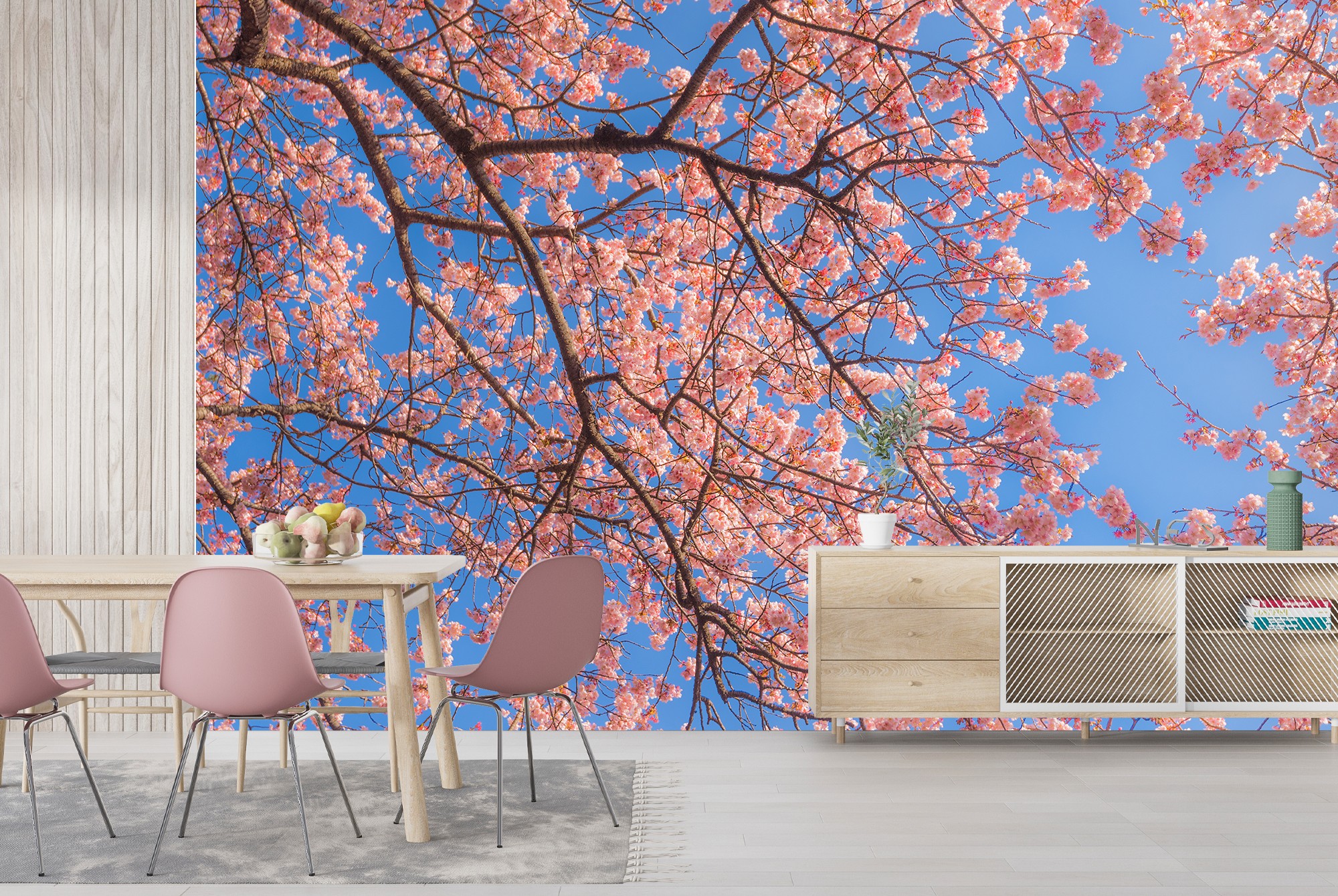 Cherry Blossom Sky Wallpaper Wall Mural