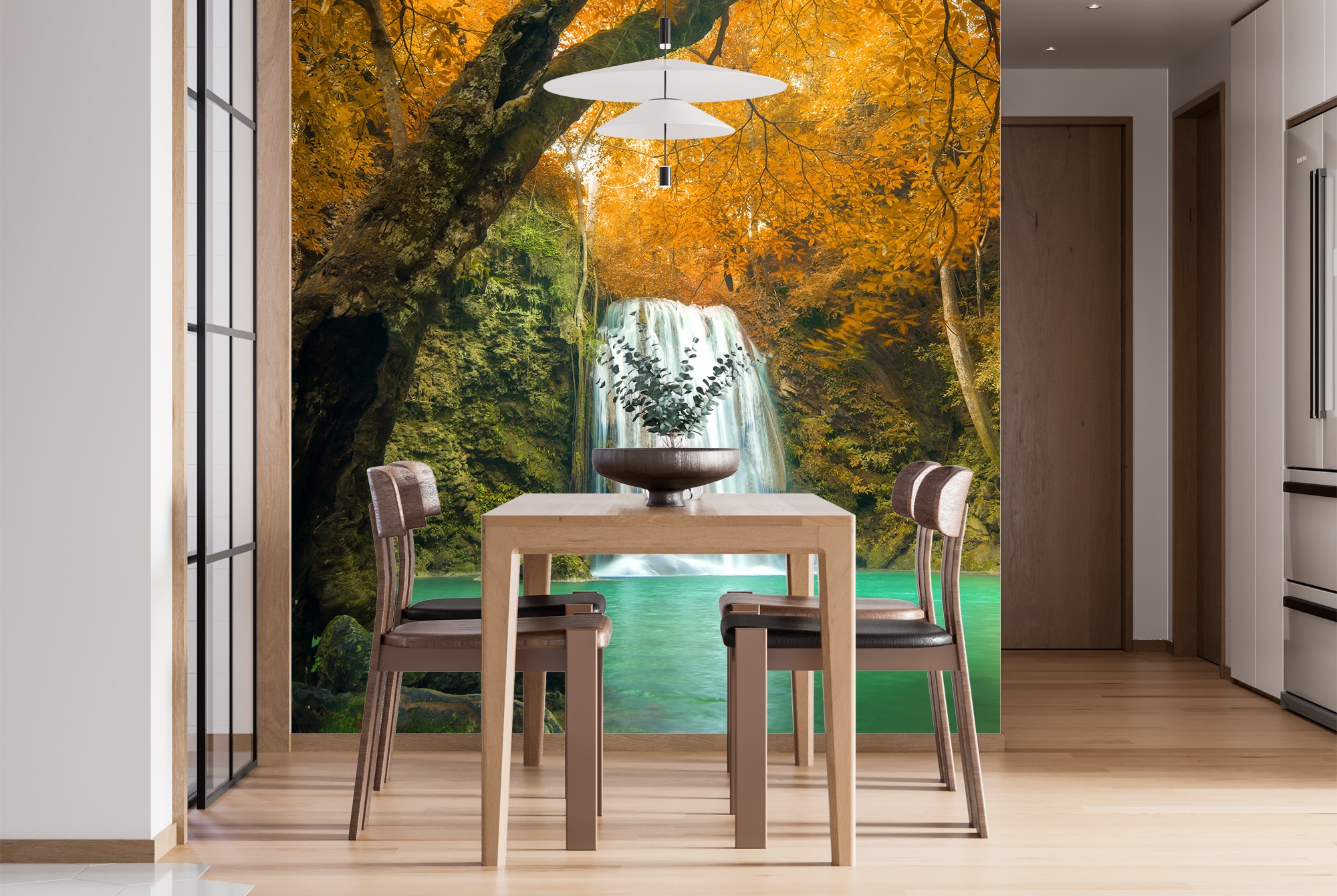 Autumn Waterfall Wallpaper Wall Mural