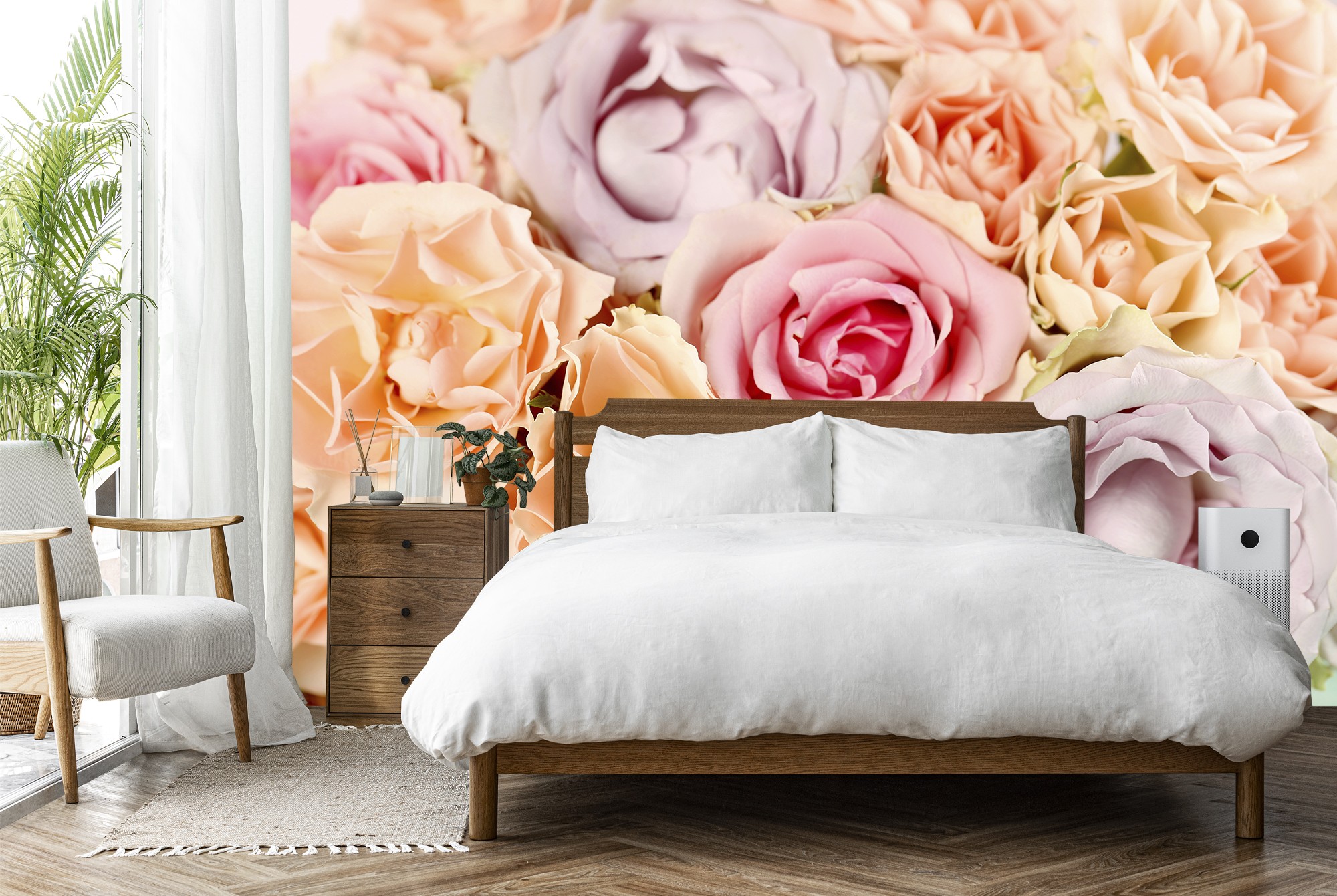 Pink Roses Wallpaper Wall Mural