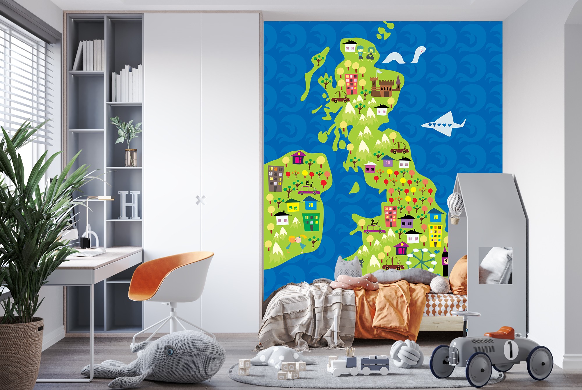 UK Map Wallpaper Wall Mural