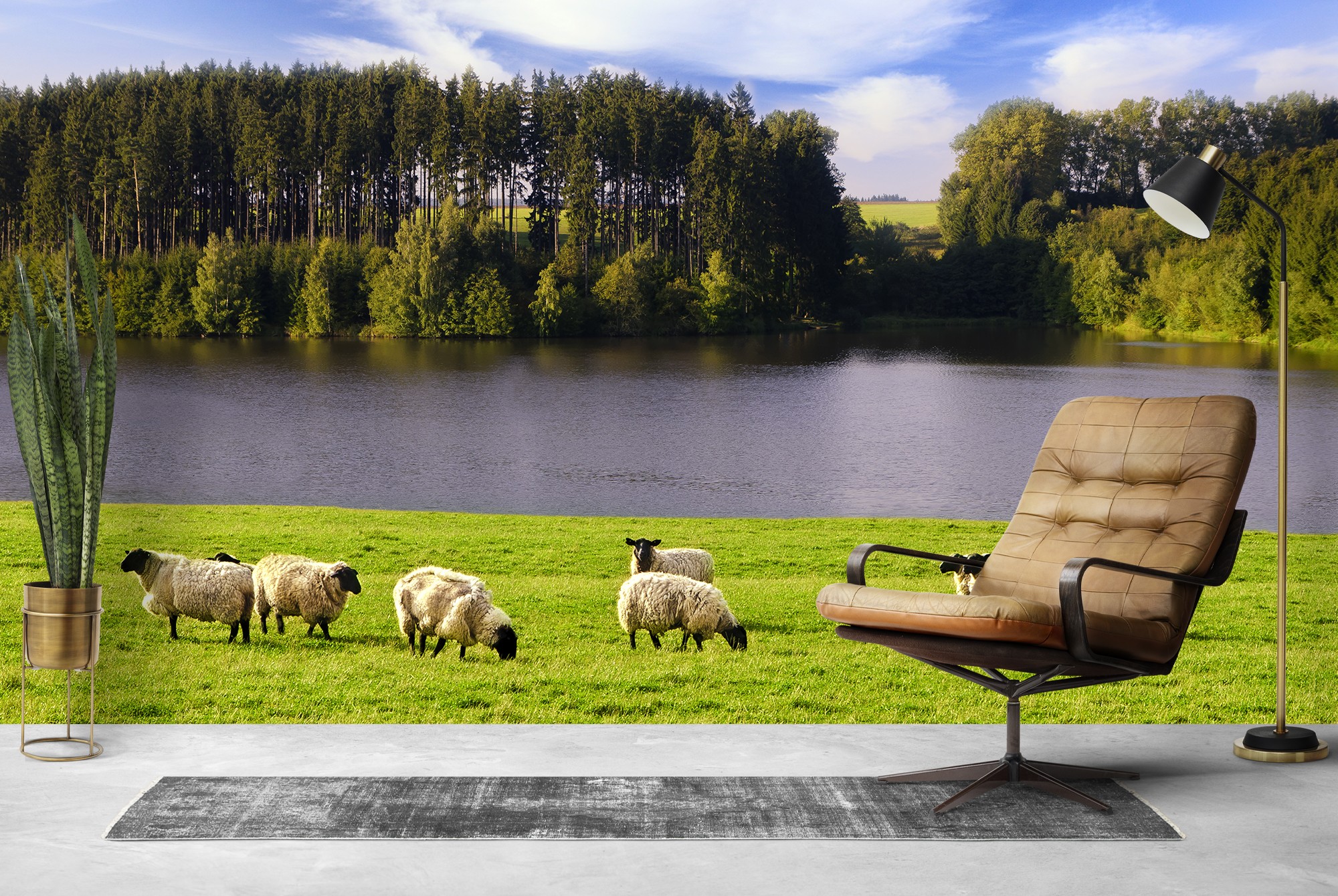 Woodland Sheep Wallpaper Wall Mural