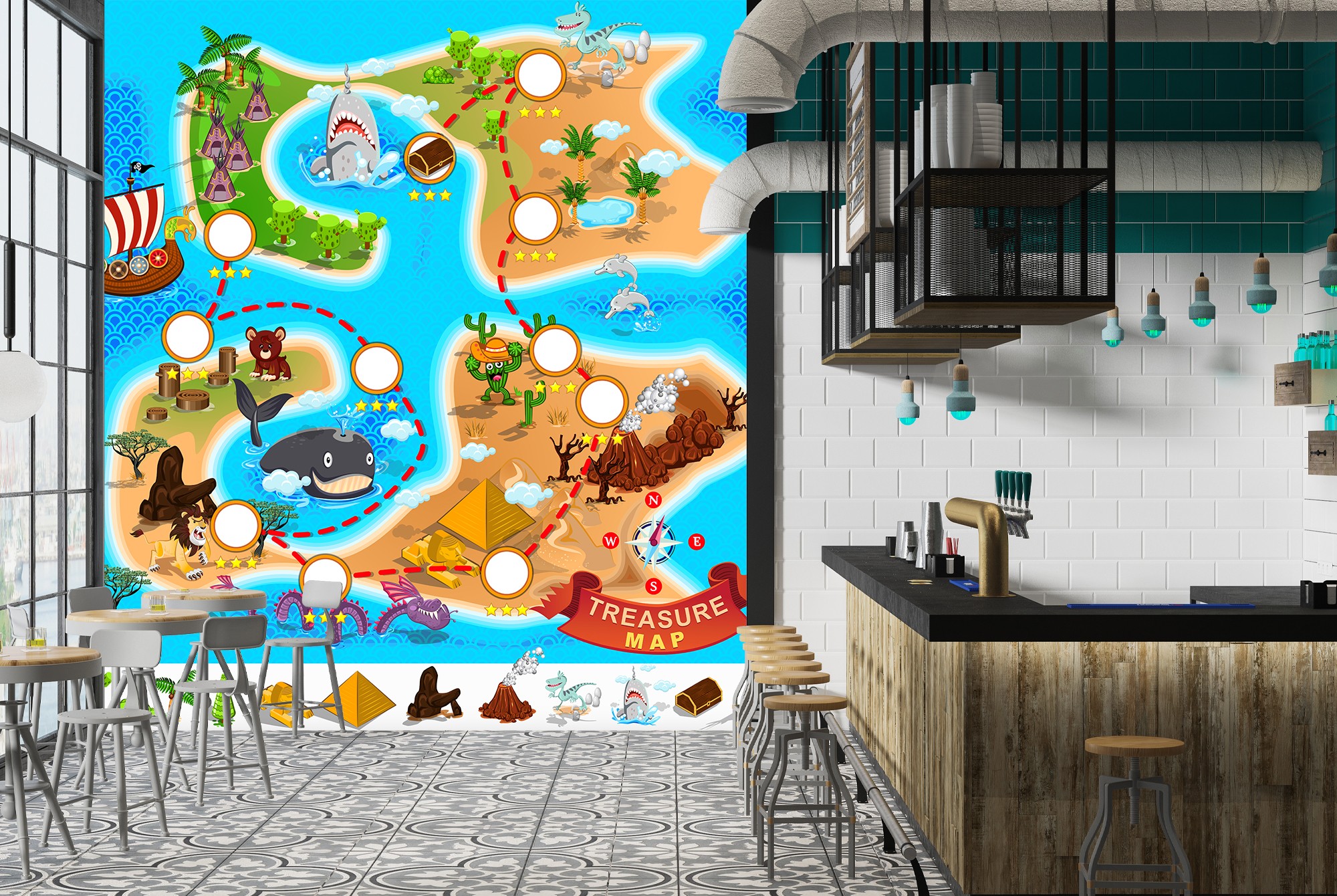 Kids Pirate Map Wallpaper