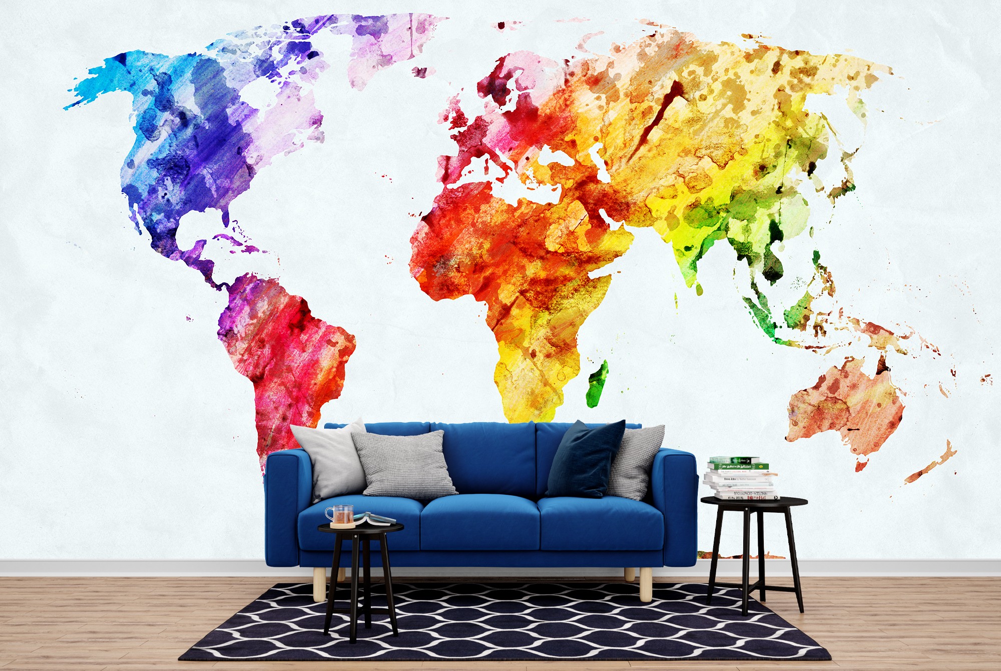 Colourful World Map Wallpaper Wall Mural