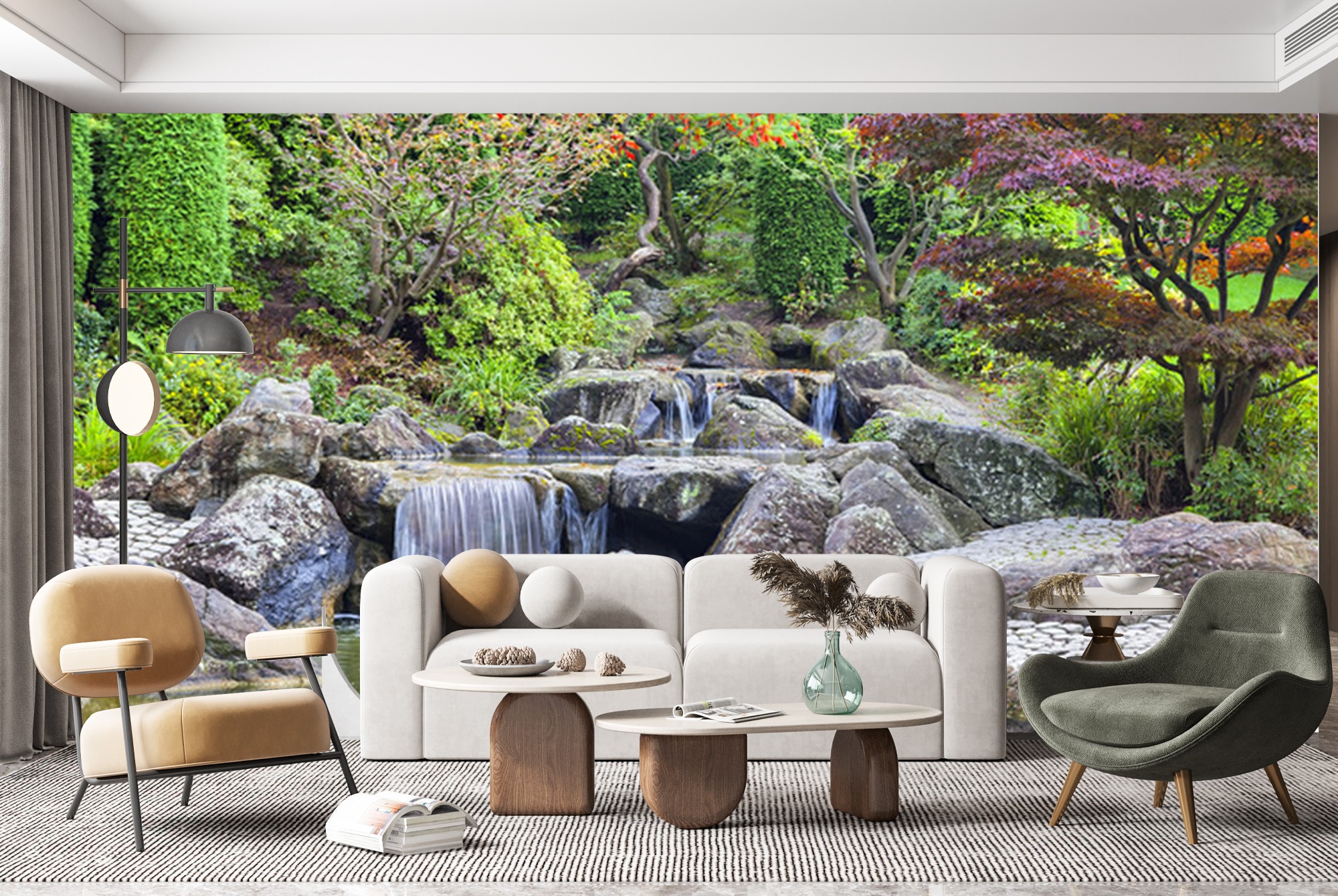 Garden Waterfall Wallpaper Wall Mural