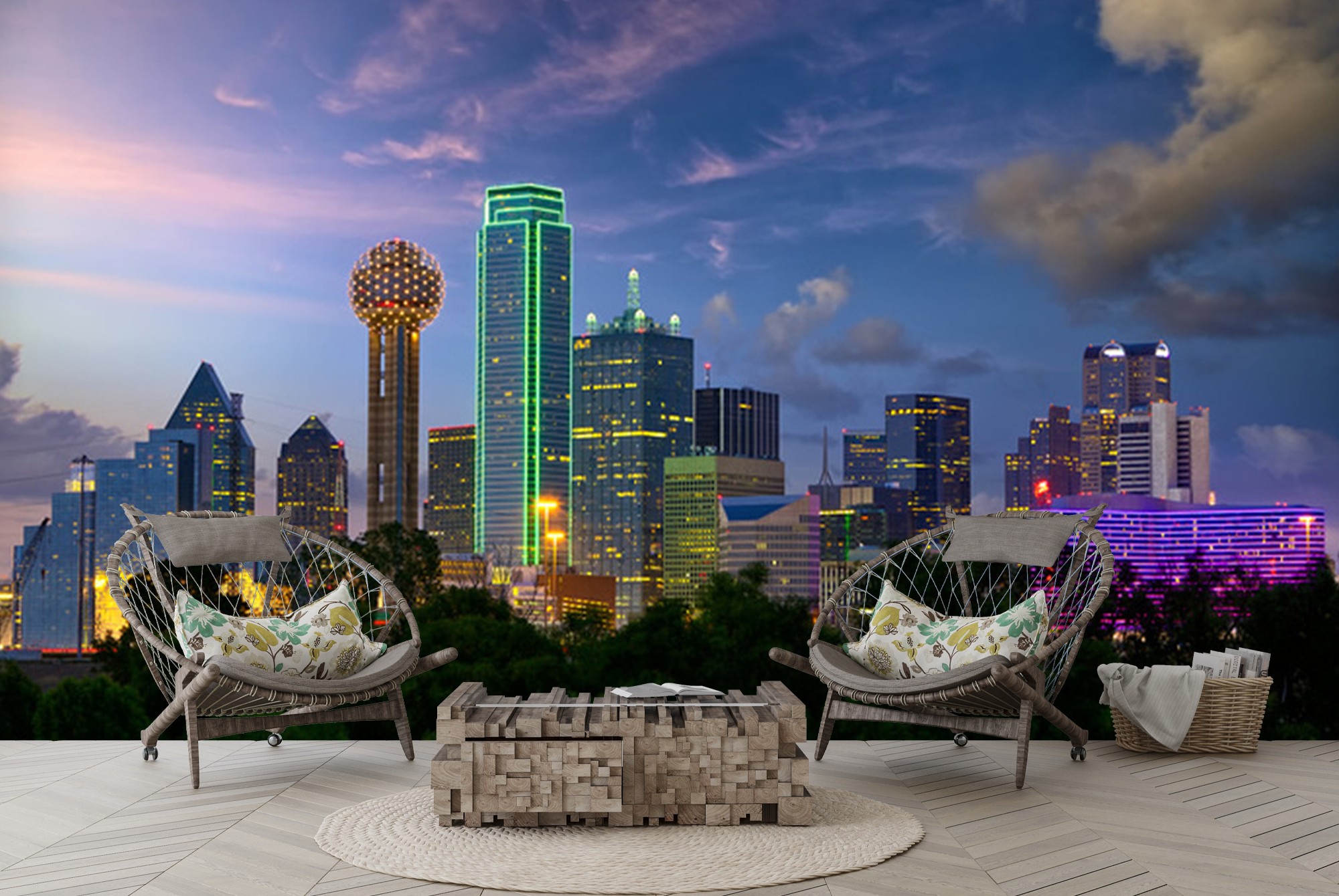 Dallas Skyline Wallpaper Wall Mural