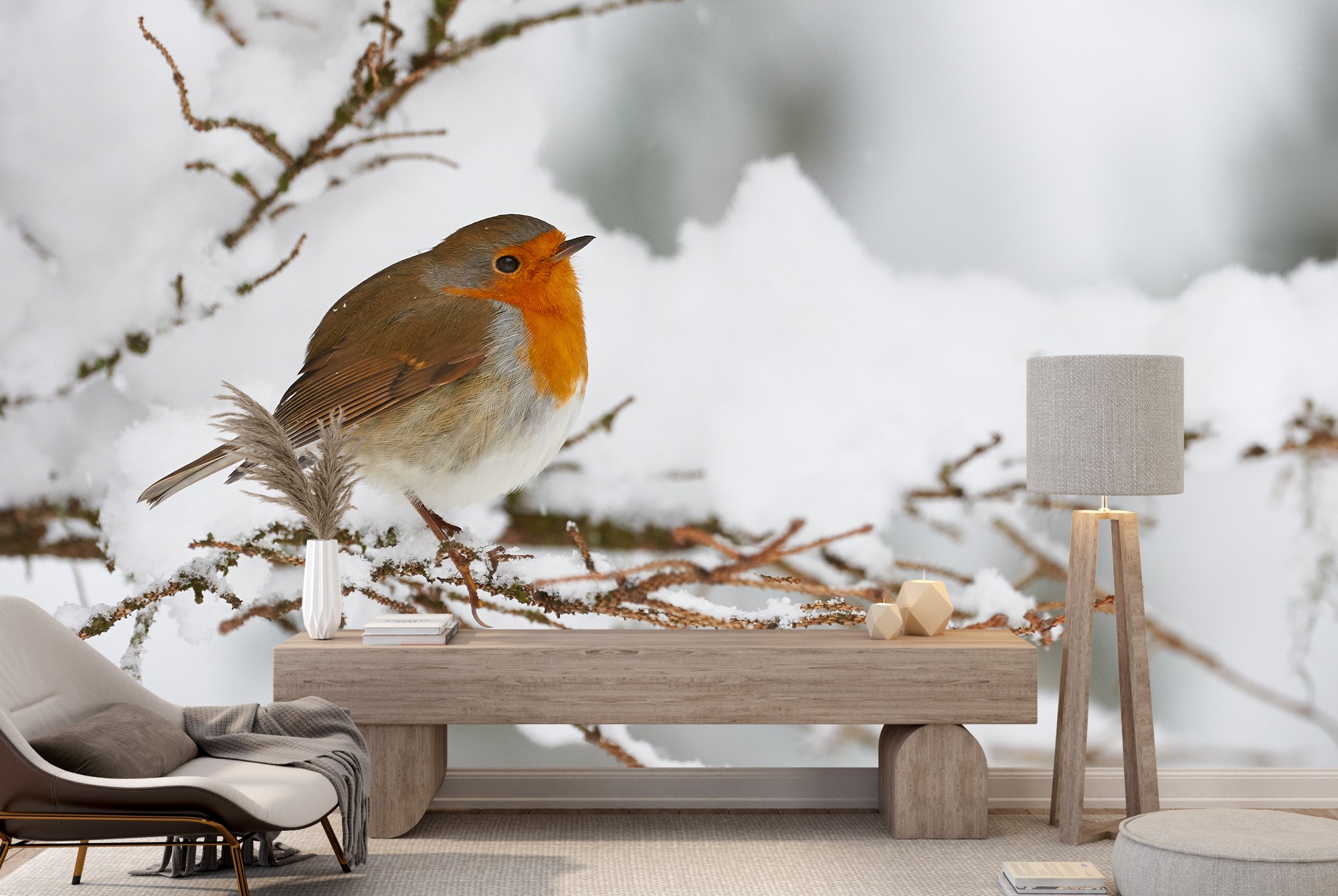 Red Robin Wallpaper Wall Mural