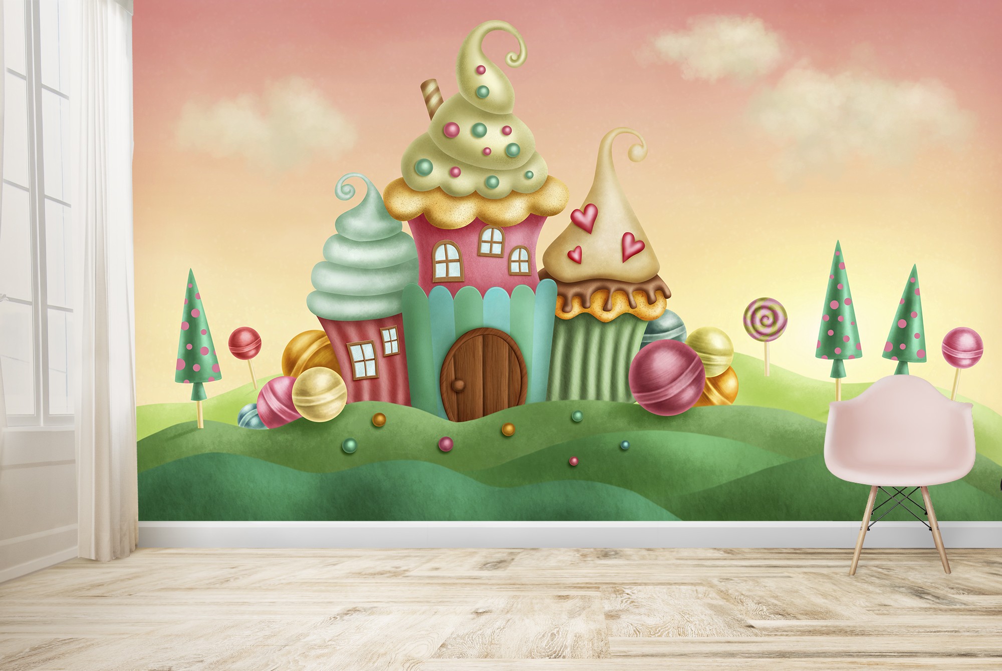 Cupcake House Wallpaper Wall Mural