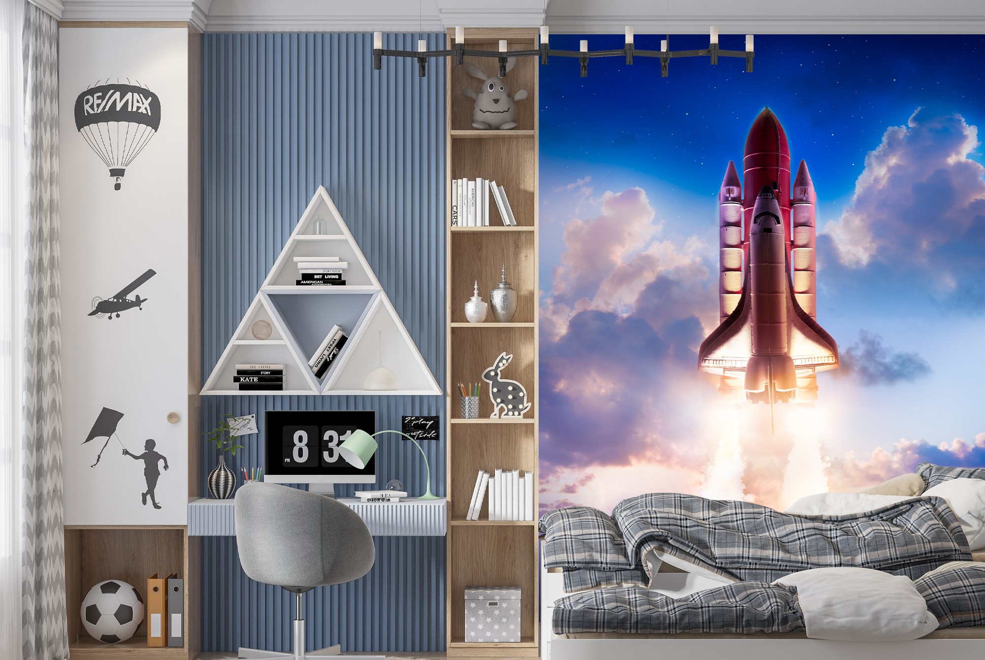 Rocket Blasting Off Wallpaper Wall Mural