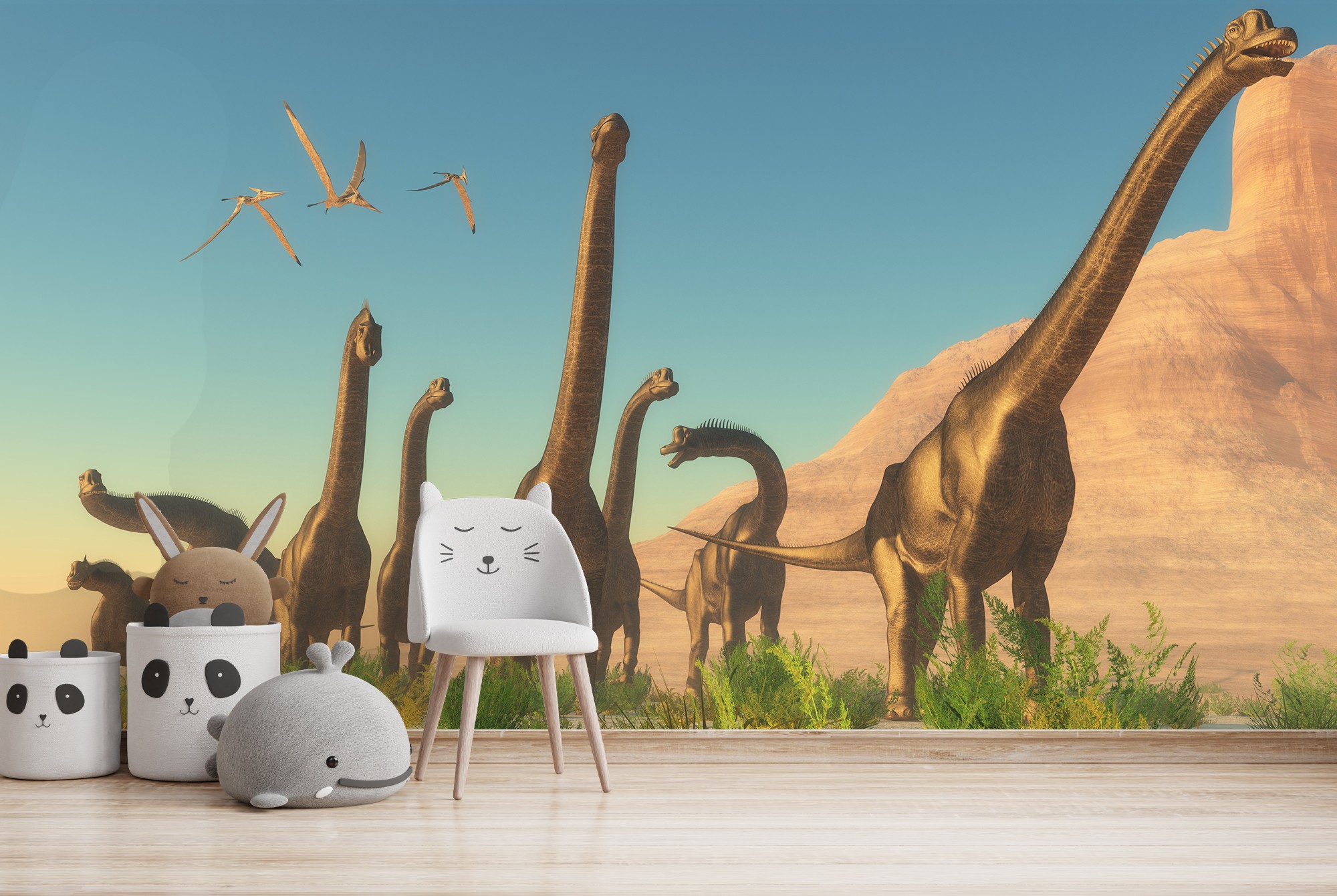 Brontosaurus Herd Wallpaper Wall Mural