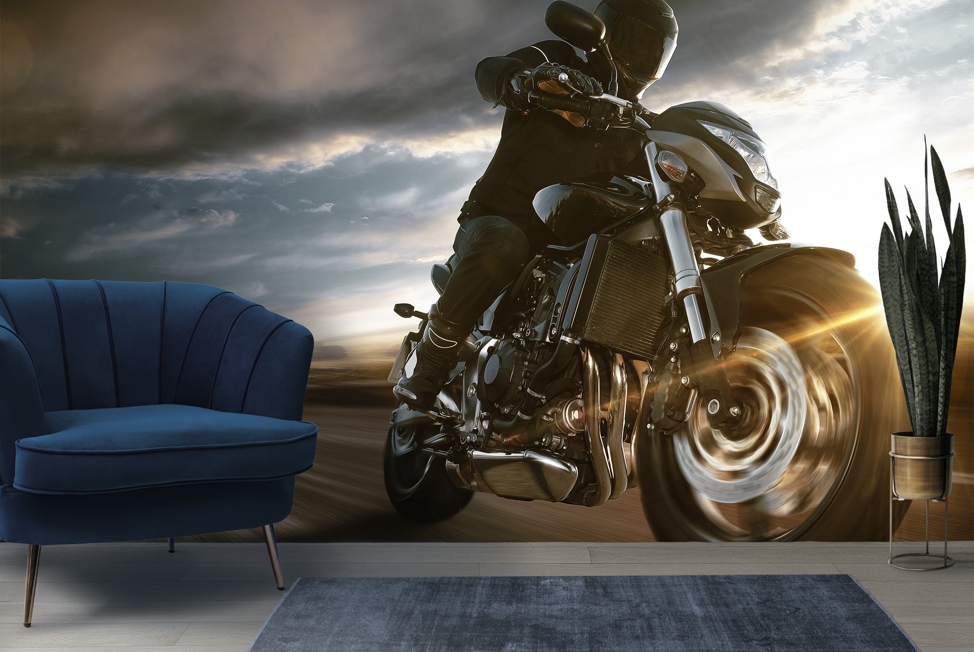 Speeding Biker Wallpaper Wall Mural