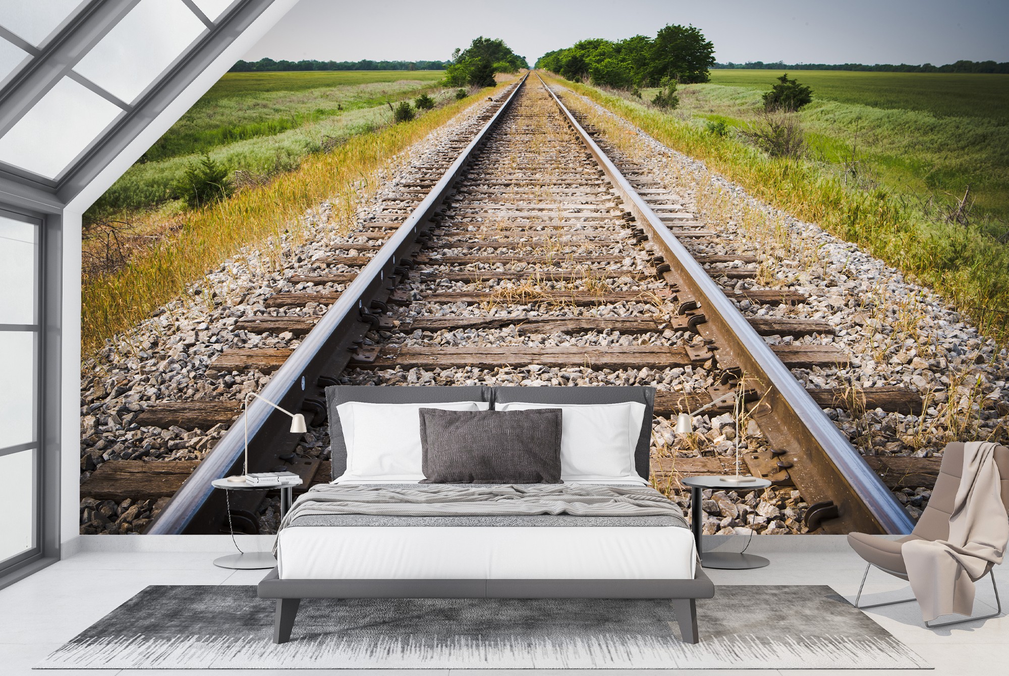 Train Track Wallpaper Wall Mural