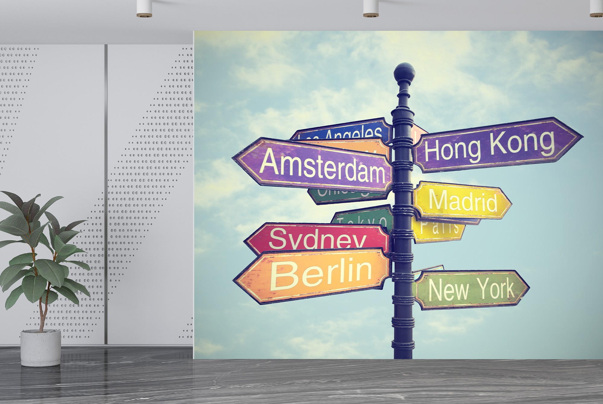 World Signpost Wallpaper Wall Mural