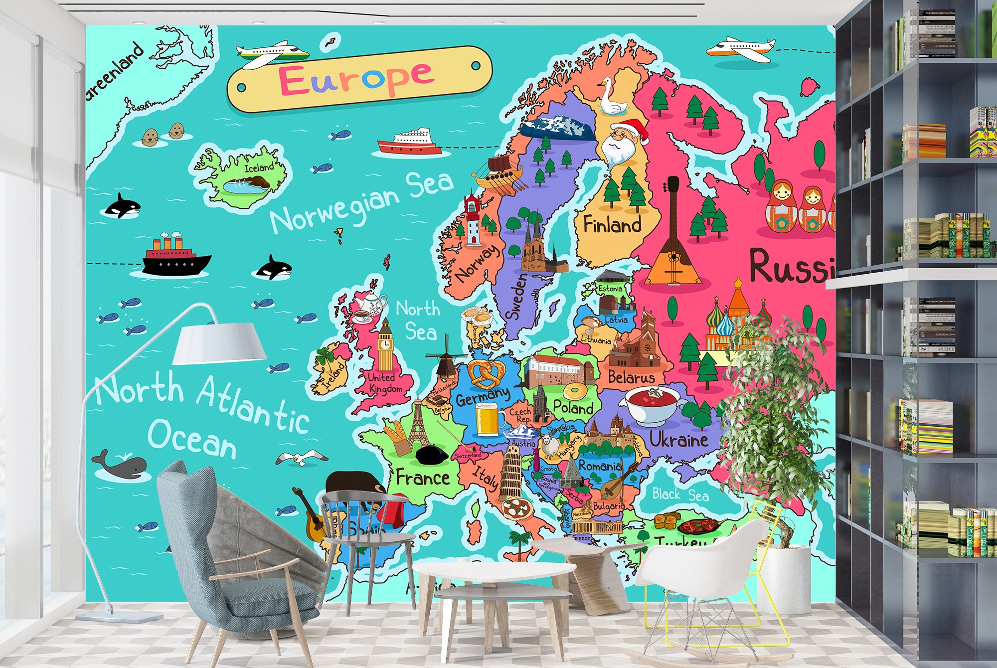 Europe Map Wallpaper Wall Mural