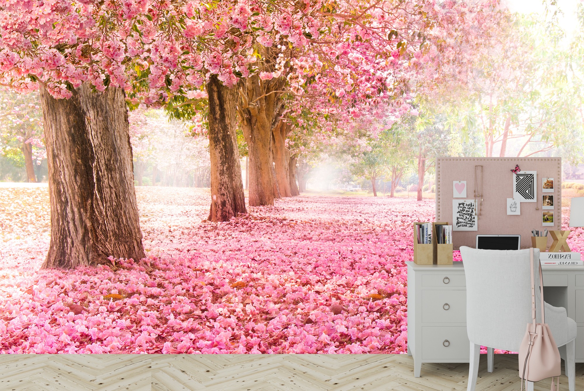 Cherry Blossom Tree Path Wallpaper Wall Mural