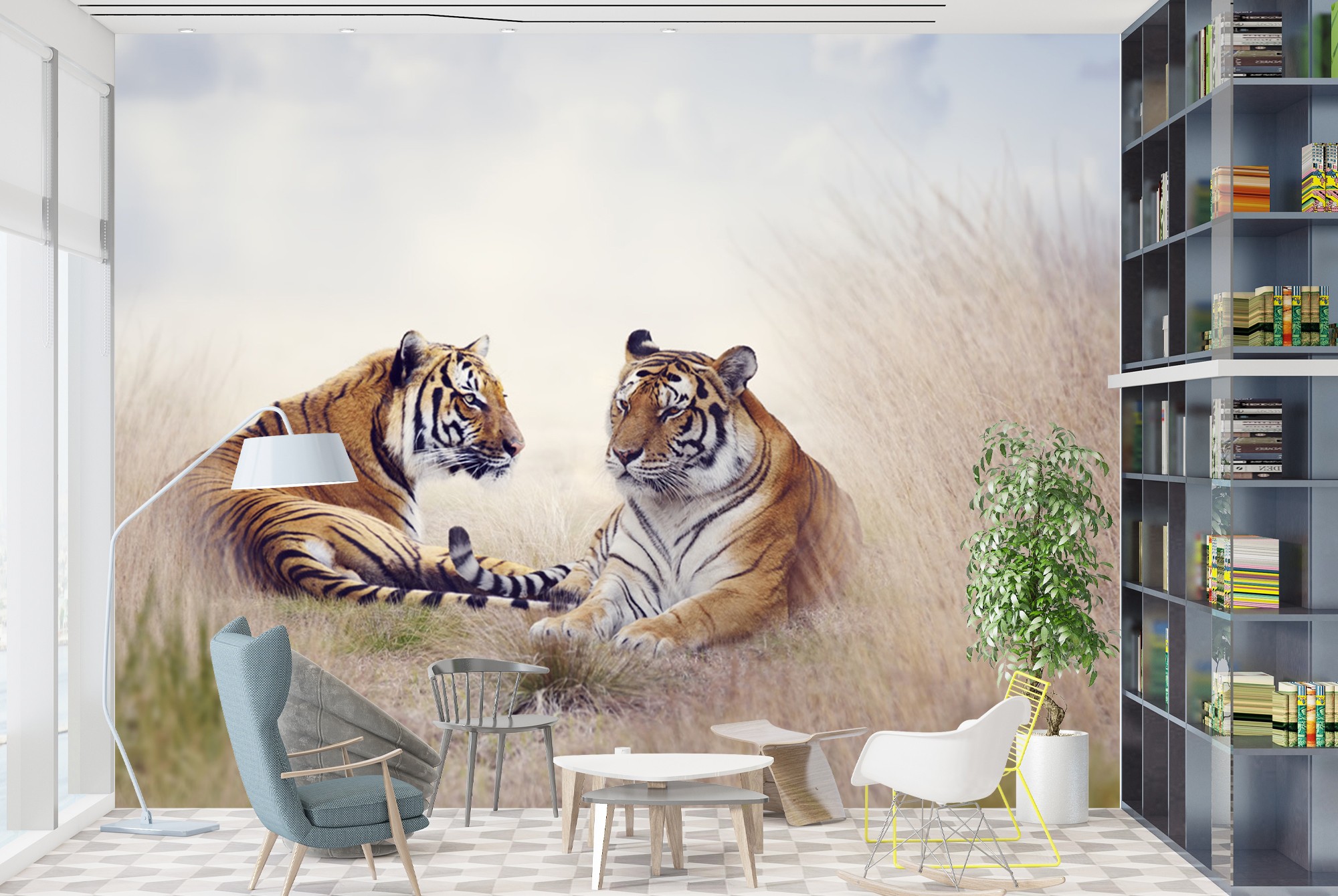 Two Tigers Wallpaper Wall Mural