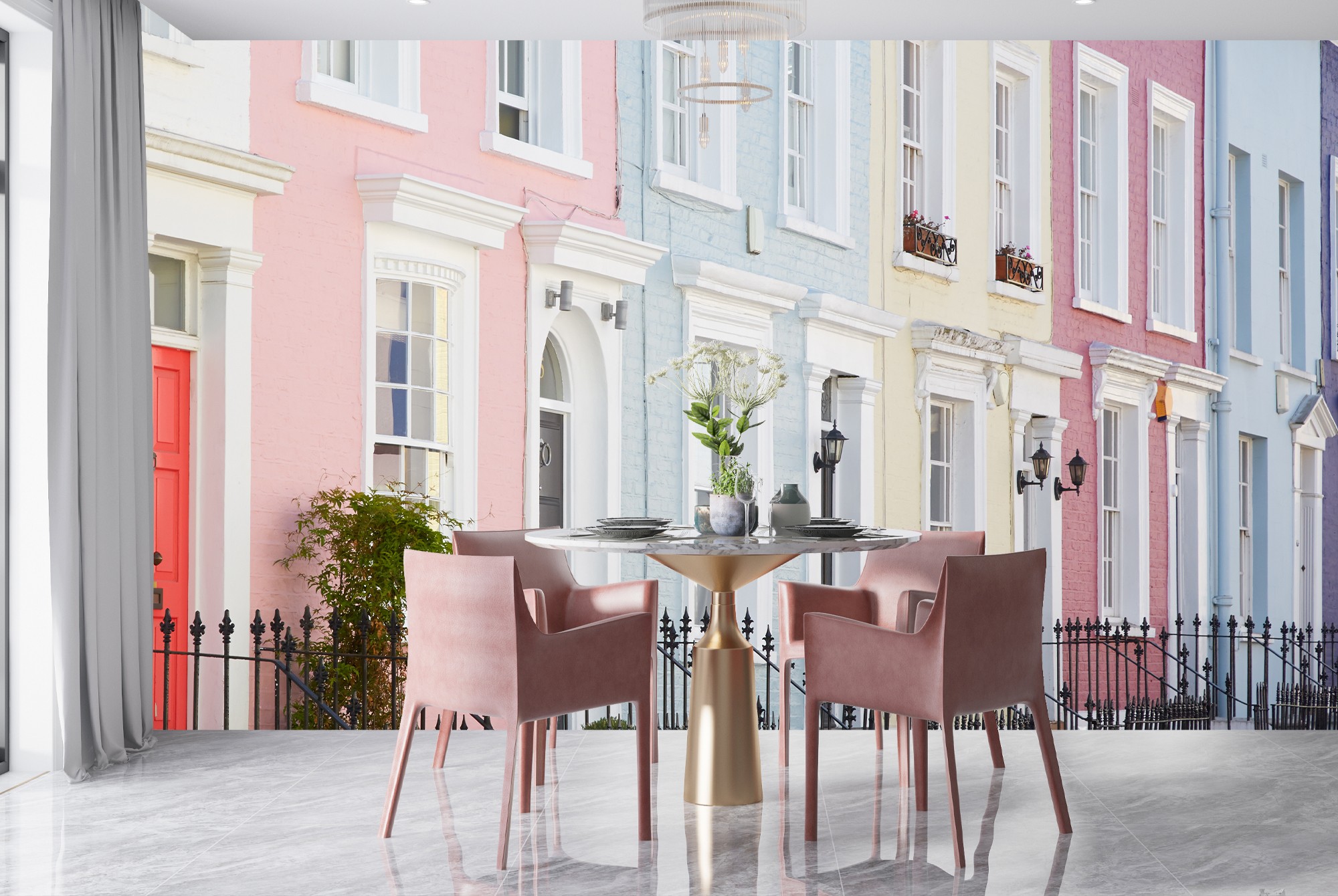 Colourful English Street London City Wallpaper Wall Mural