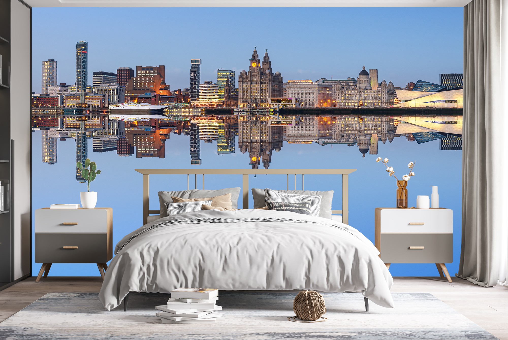 Liverpool UK City Skyline Wallpaper Wall Mural