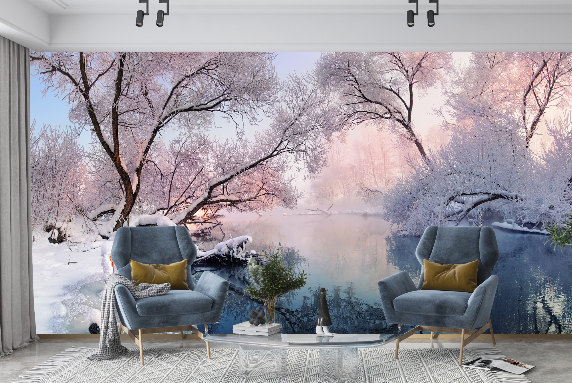 Frozen Winter Lake Wallpaper Wall Mural