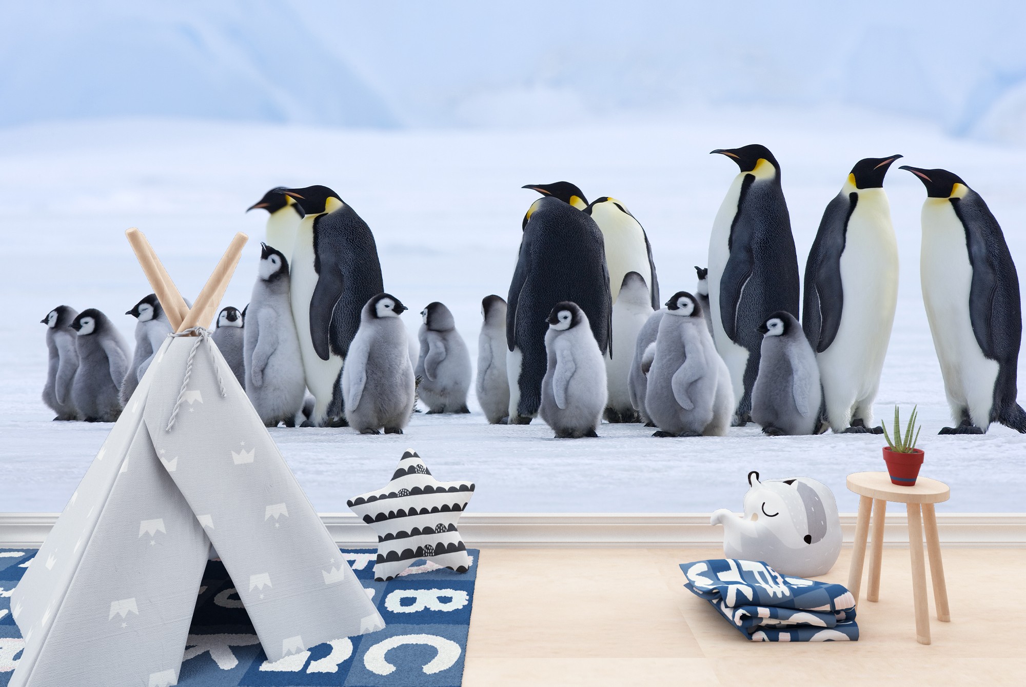 Penguin Family Wallpaper Wall Mural