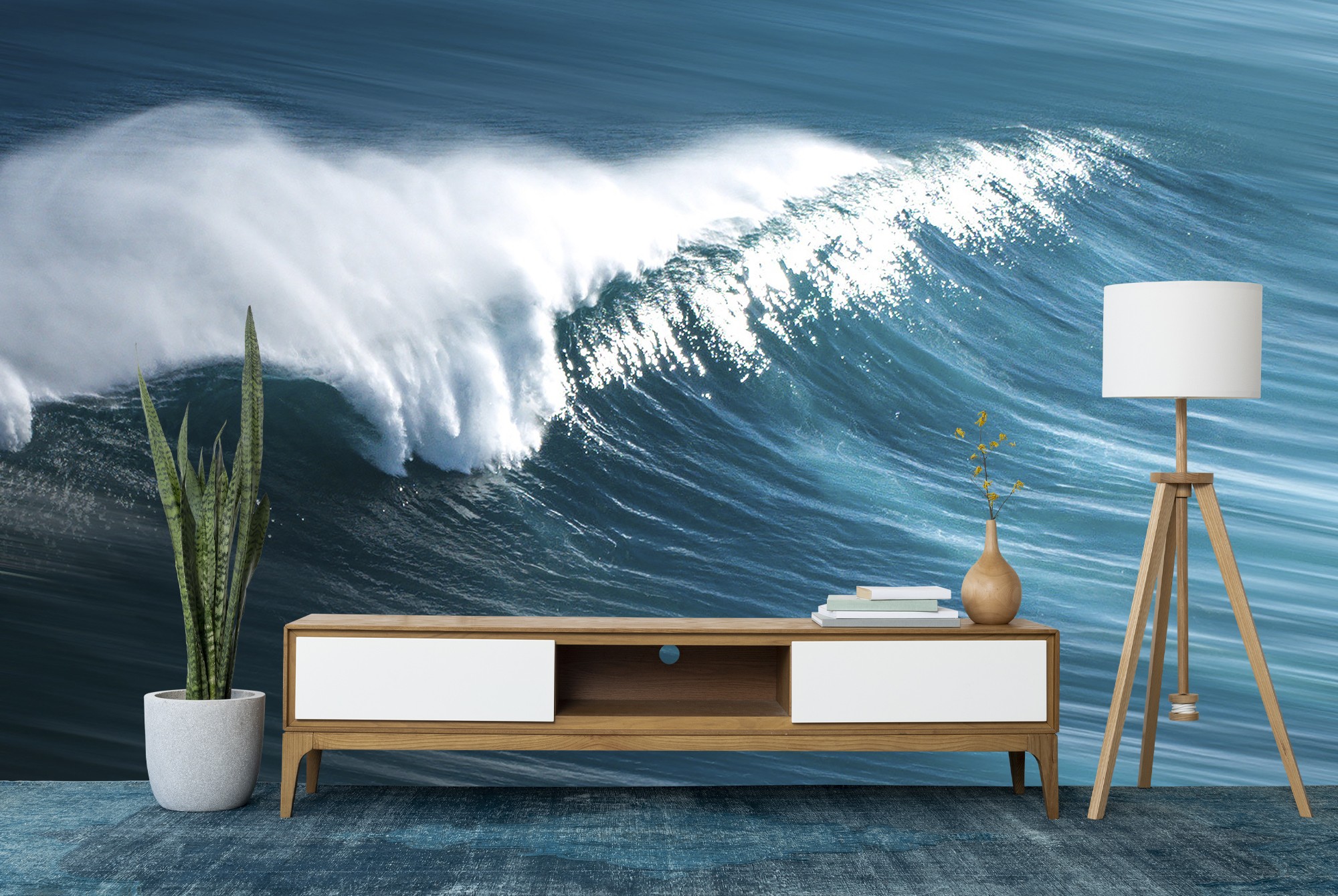 Blue Ocean Wave Wallpaper Wall Mural
