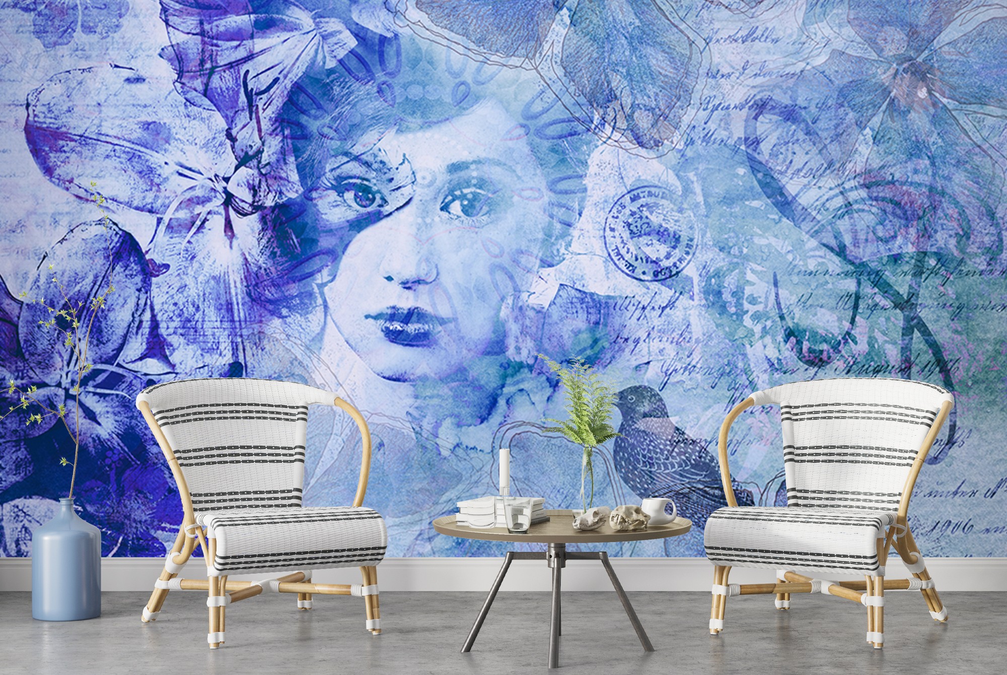 Blue Woman Wall Mural by Andrea Haase