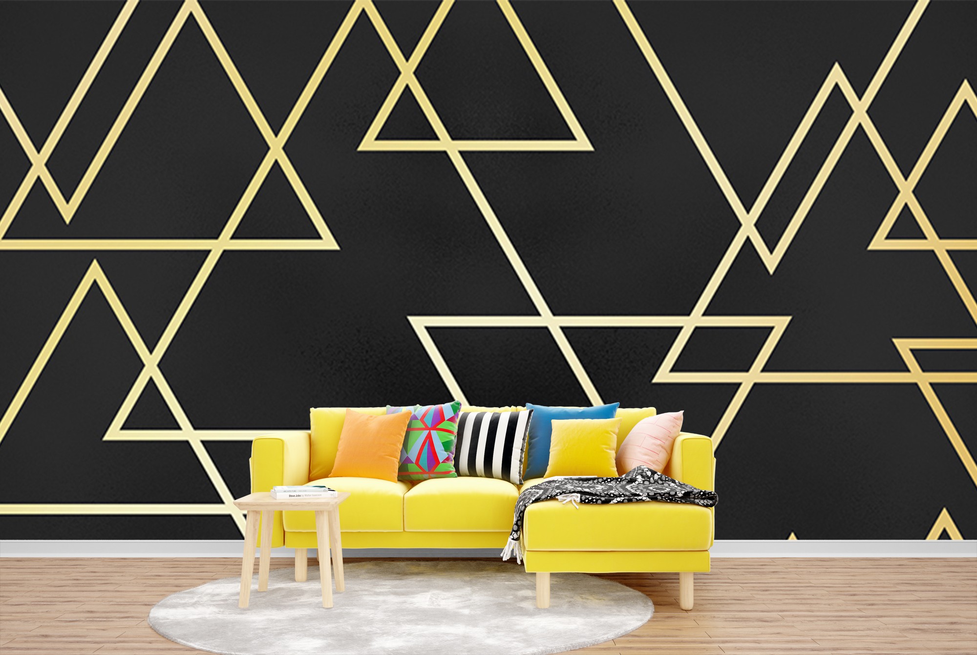 Black & Gold Geo Pattern Wall Mural by Blue Banana
