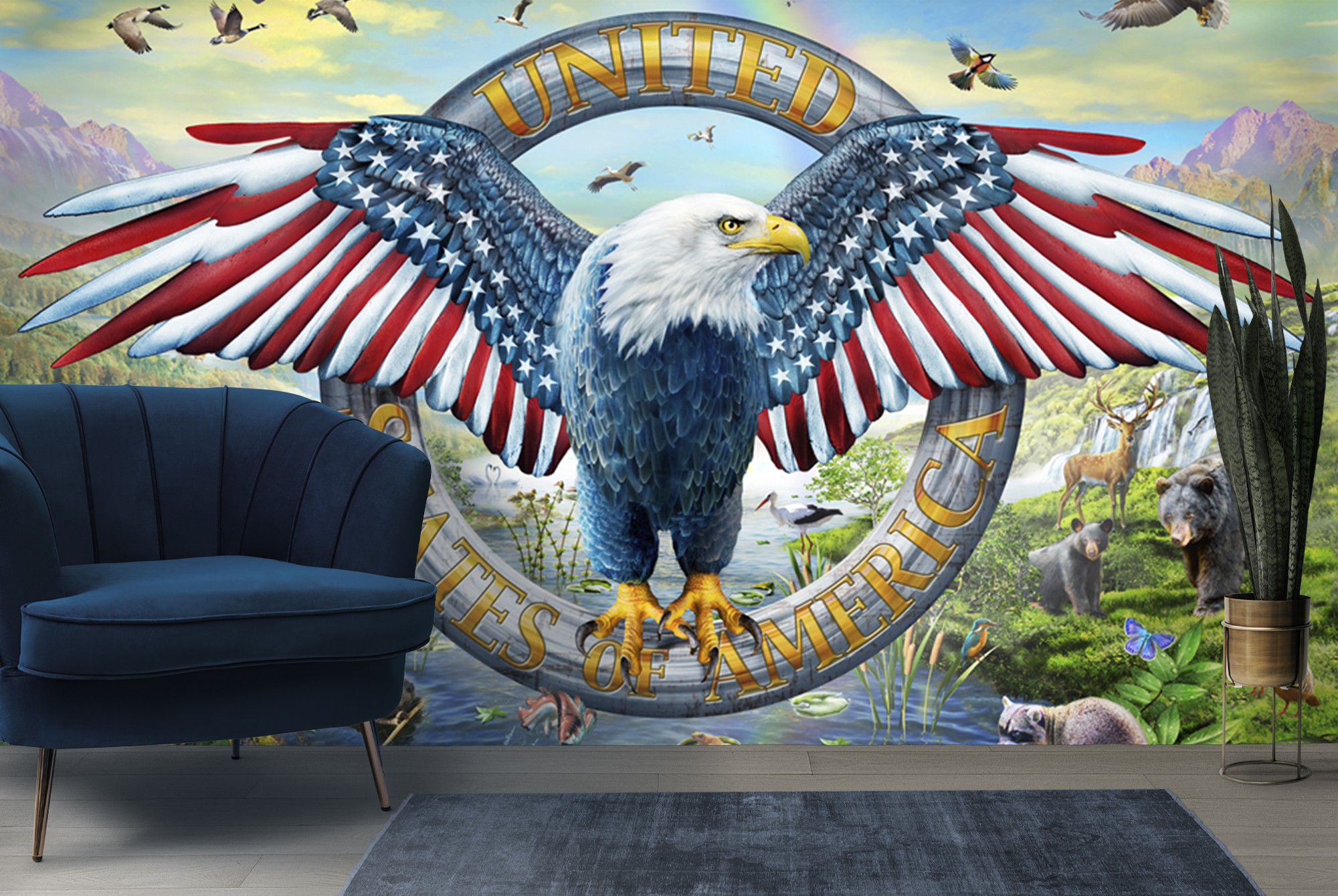 Patriotic Eagle Wall Mural by Adrian Chesterman