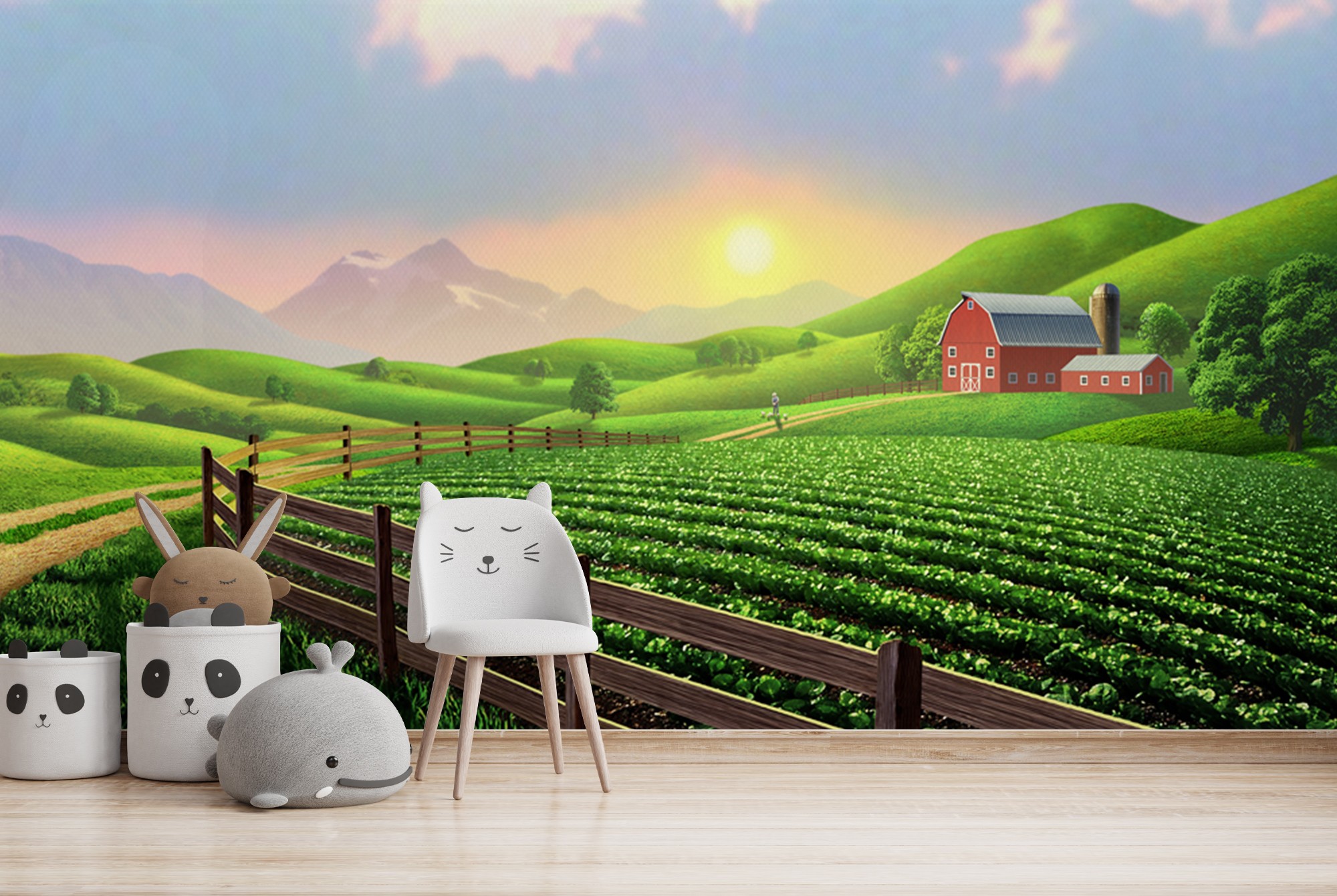 Farm Wall Mural by Jerry Lofaro