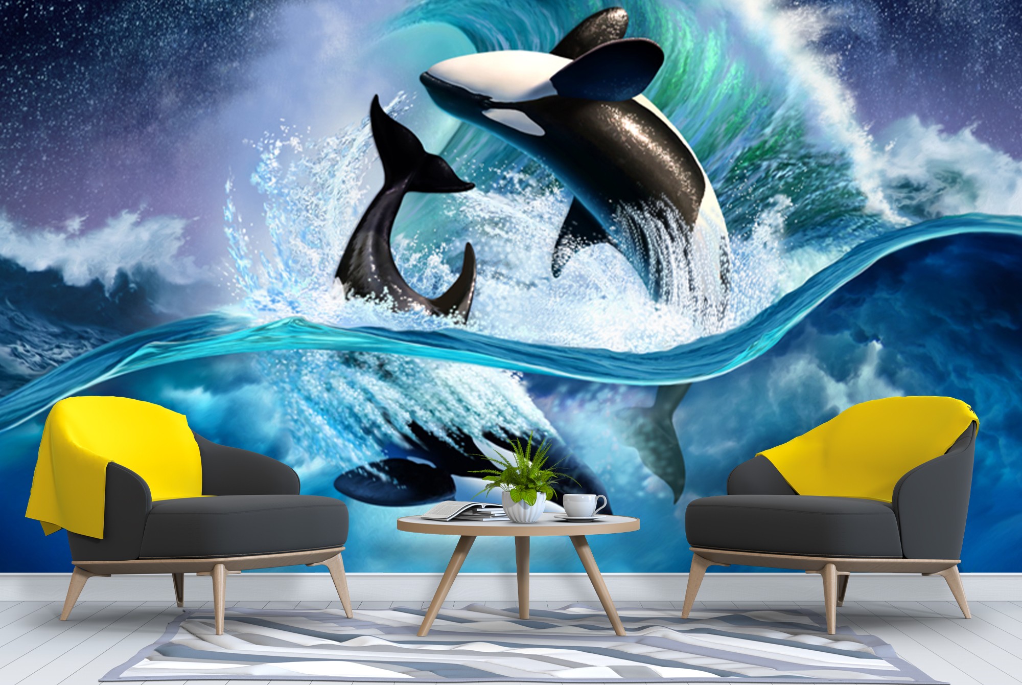 Orca Wave Wall Mural by Jerry Lofaro