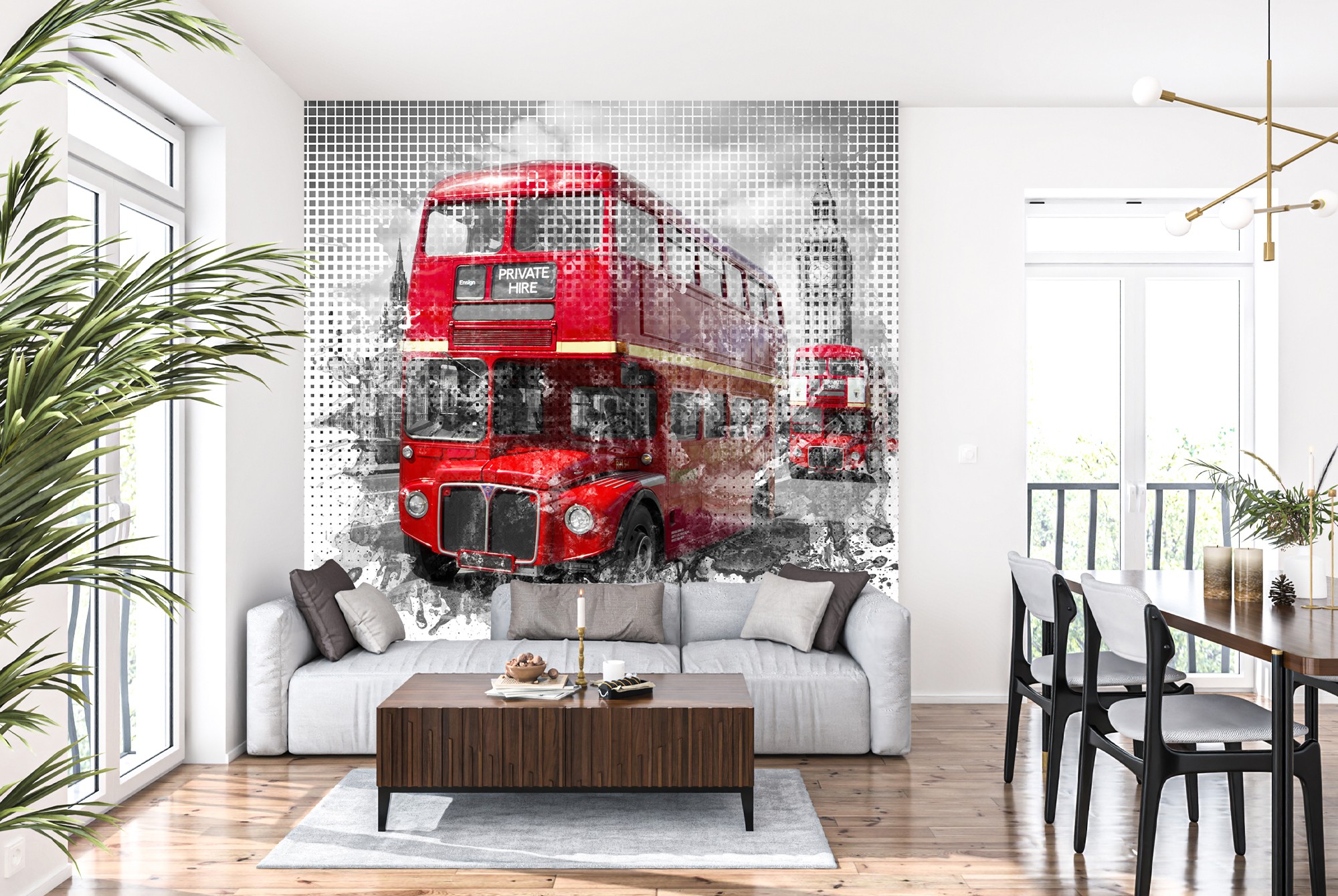 London Westminster Red Buses Wall Mural by Melanie Viola