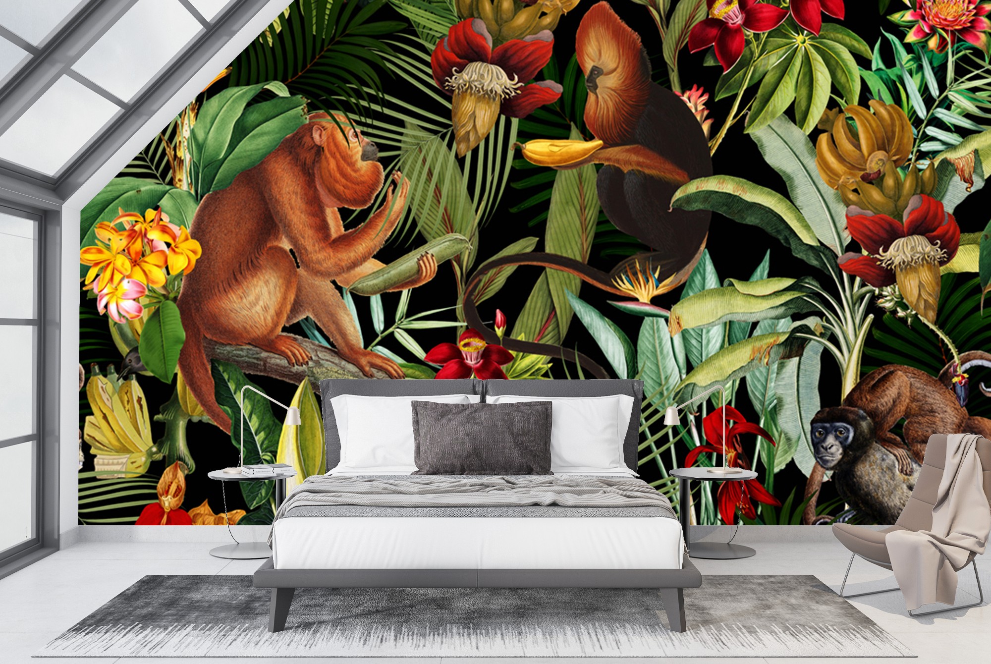 Monkey Jungle Meal Wall Mural by Uta Naumann