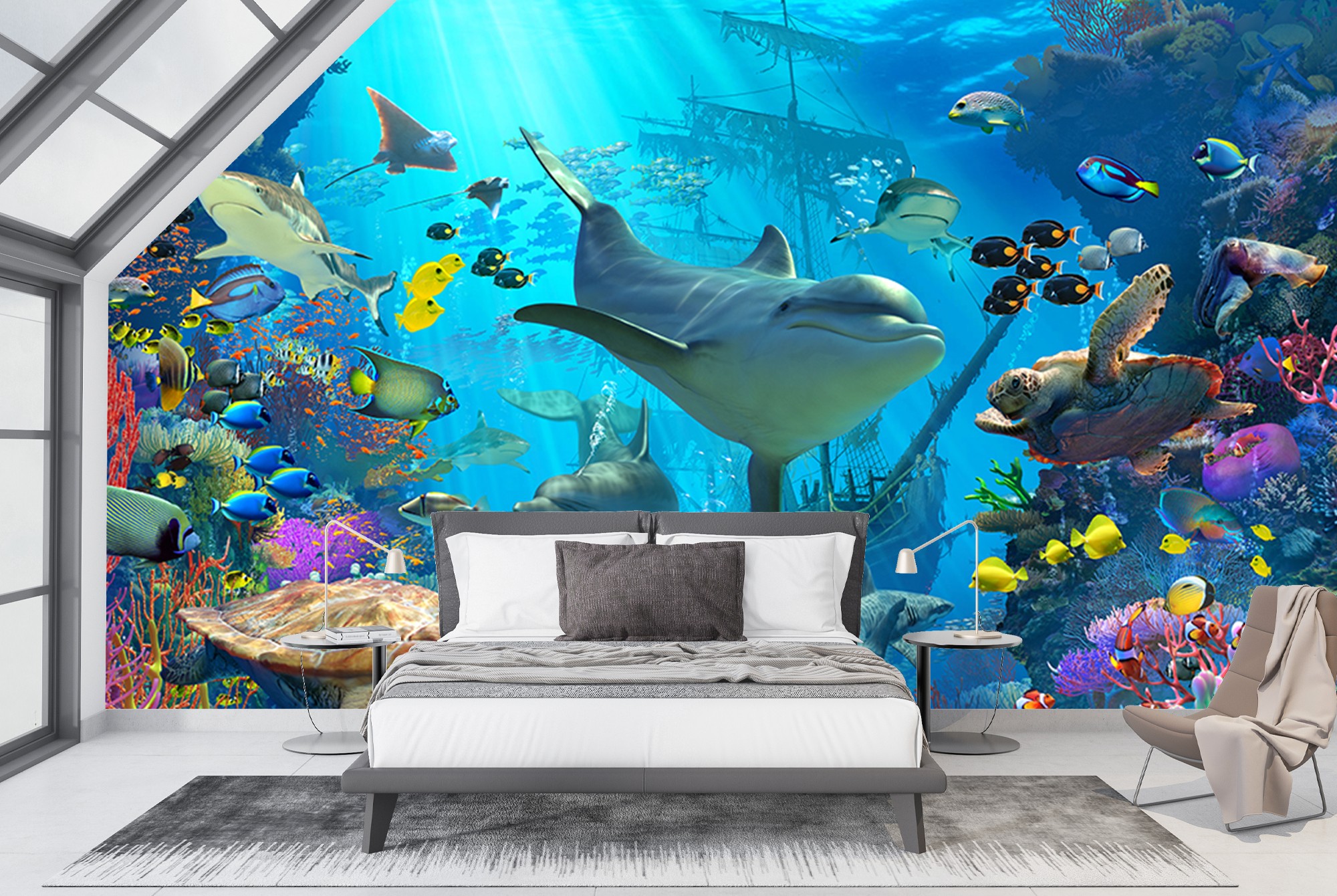 Coral Sea Wall Mural by David Penfound