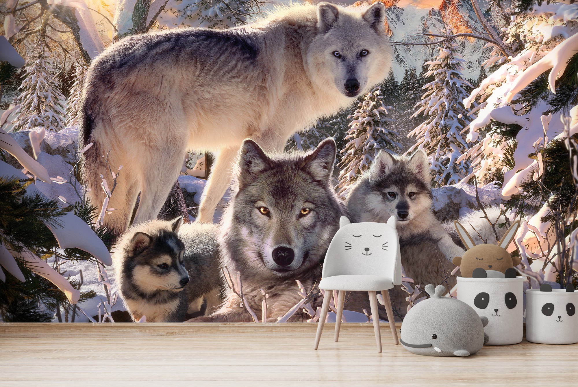 Wolf Family Wall Mural by David Penfound