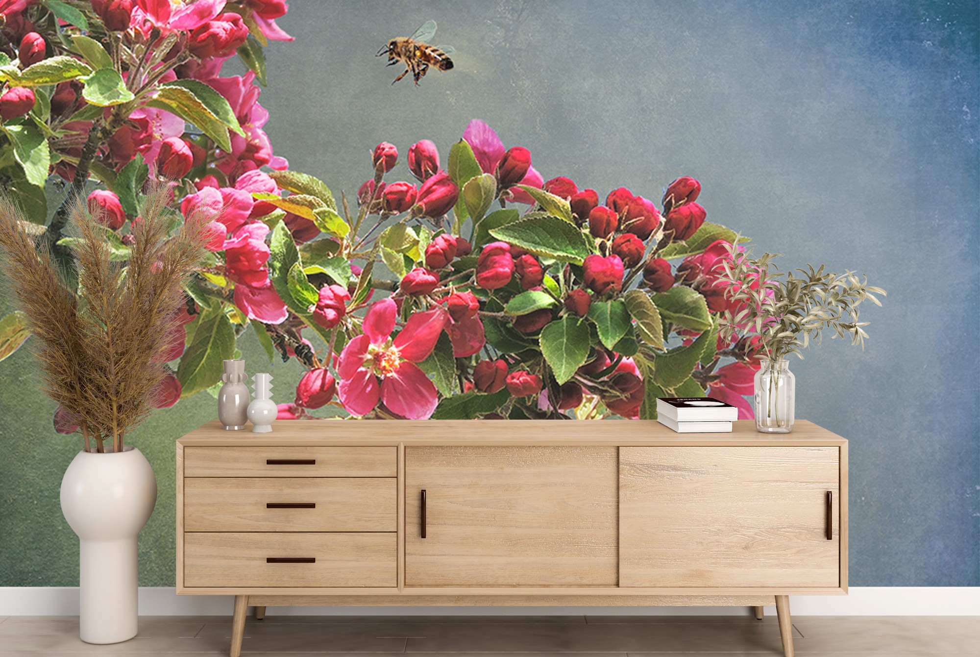Crabapple Bloom & Bee Wall Mural by Chris Vest