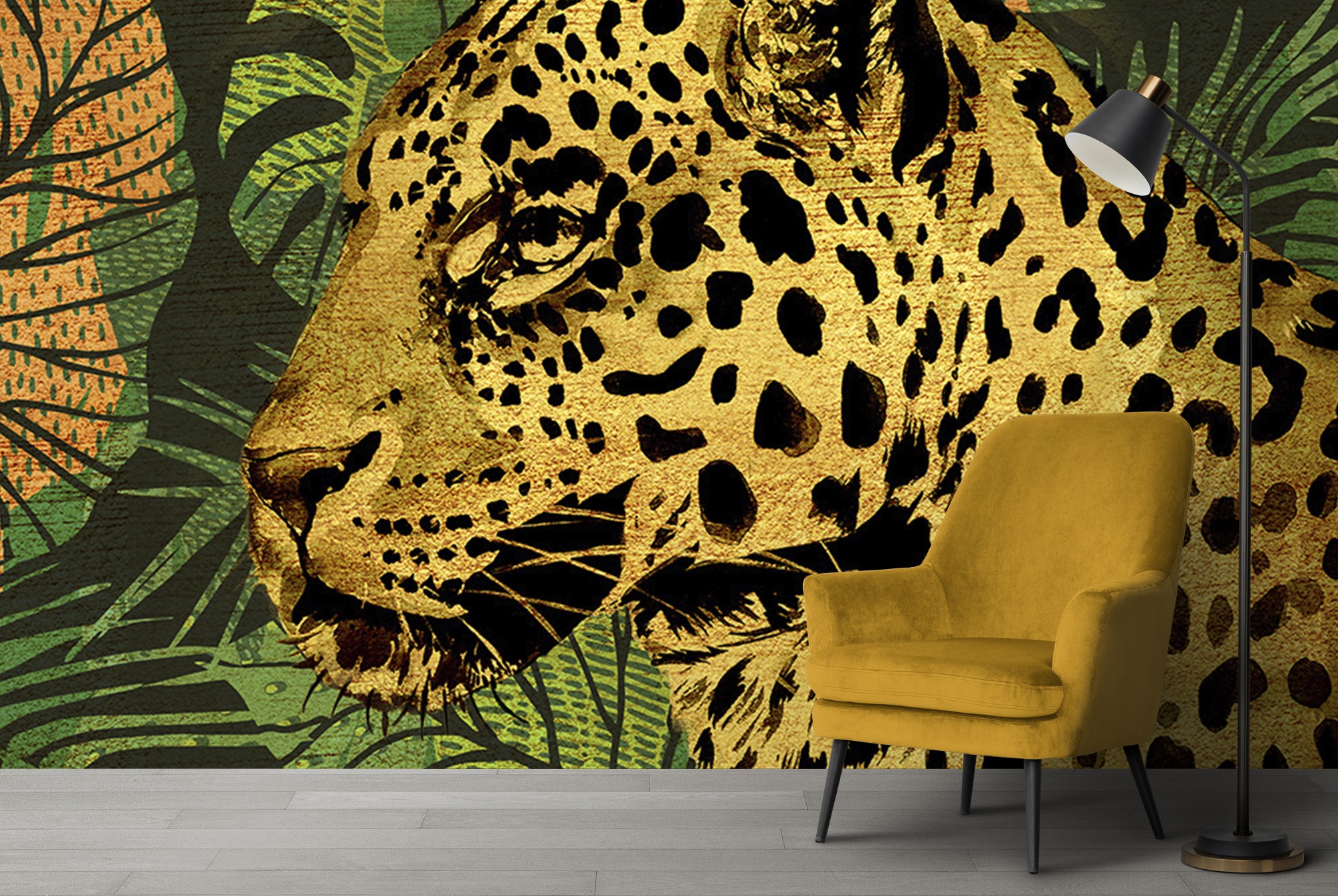 Golden Leopard Wall Mural by Surma & Guillen