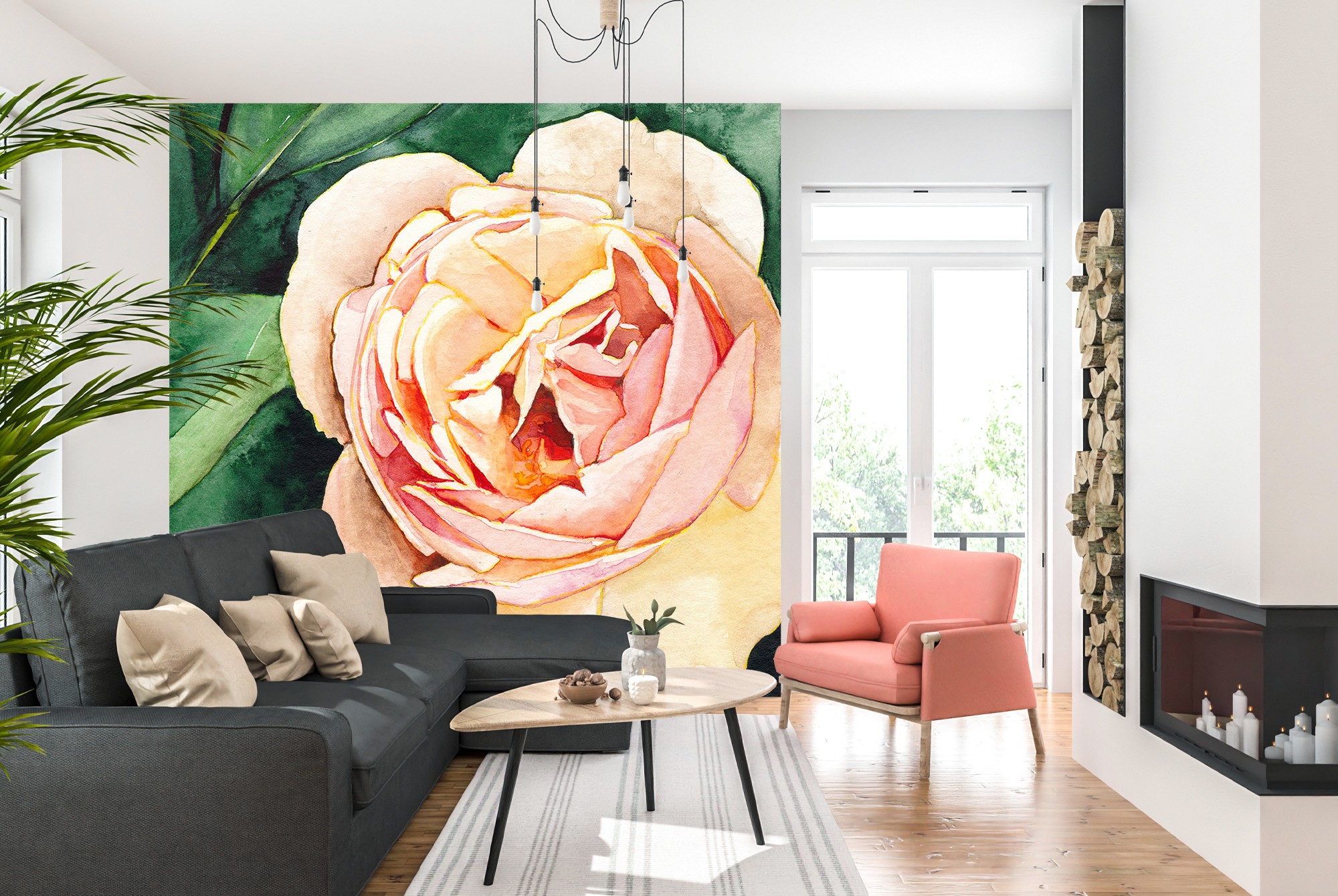 Peach Rose Wall Mural by Christine Lindstrom