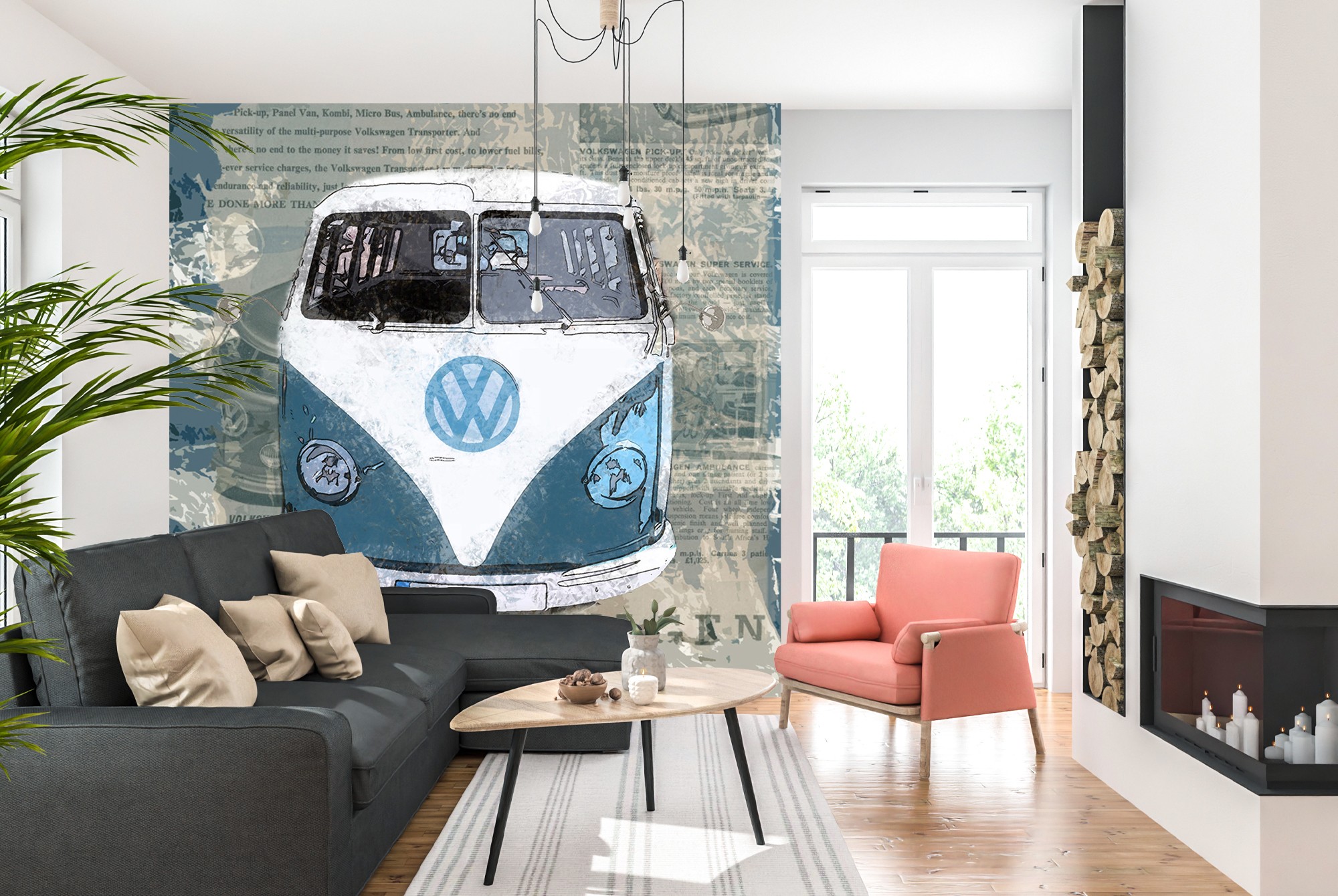 VW Art Wall Mural by Karen Smith