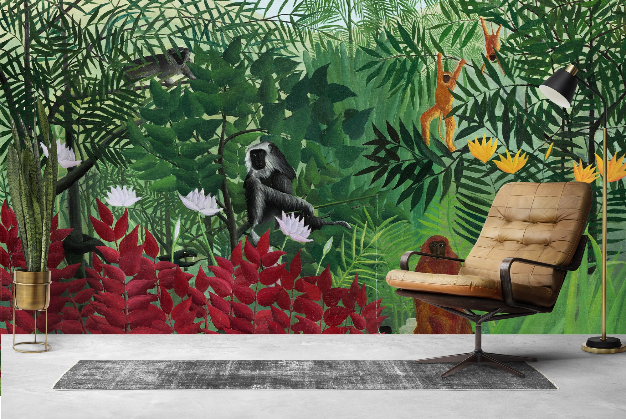 Tropical Forest with Monkeys (1910) Wall Mural Henri Rousseau