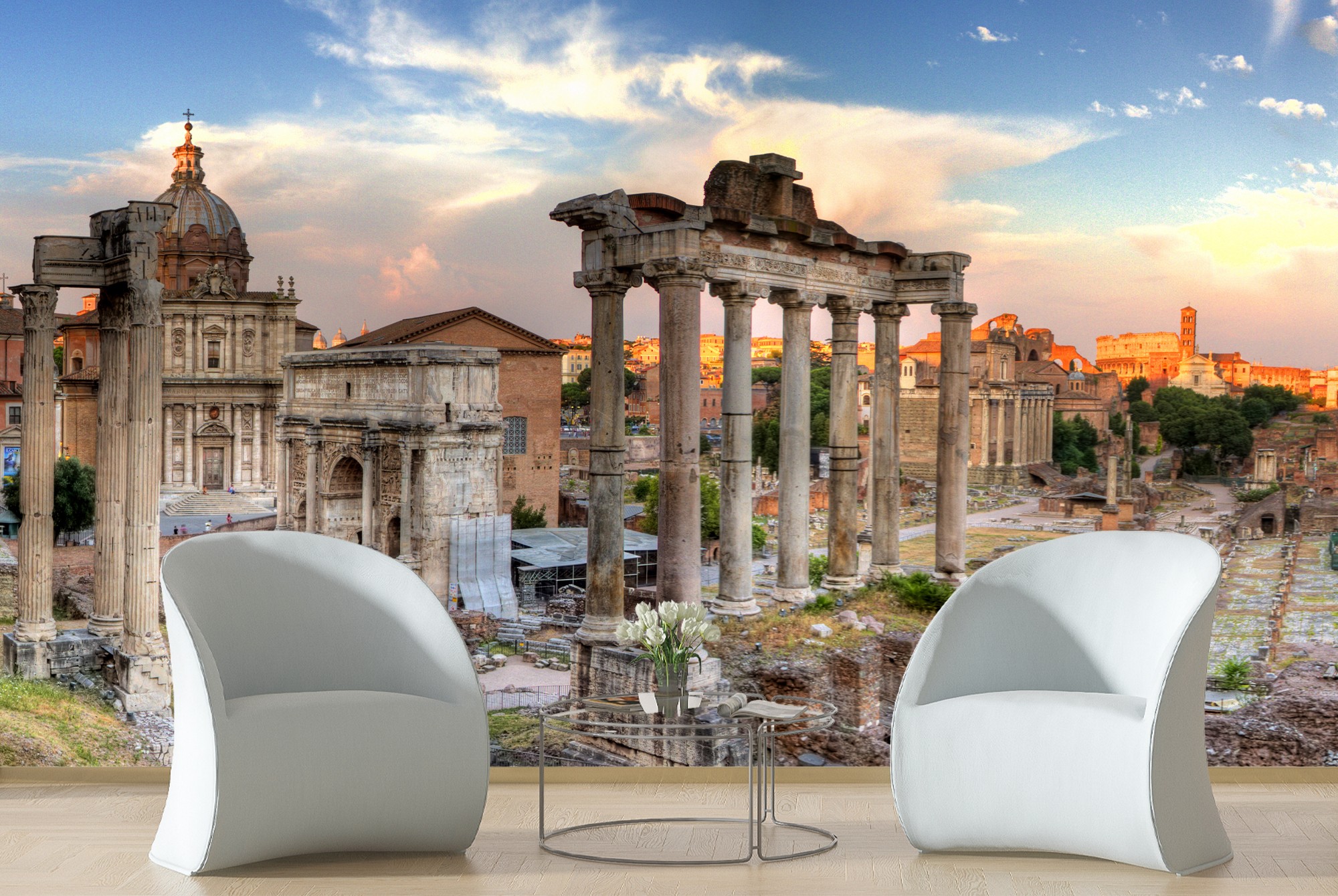 Rom Skyline Panorama Fototapete Italien Tapete Wohnzimmer Foto-Dekor