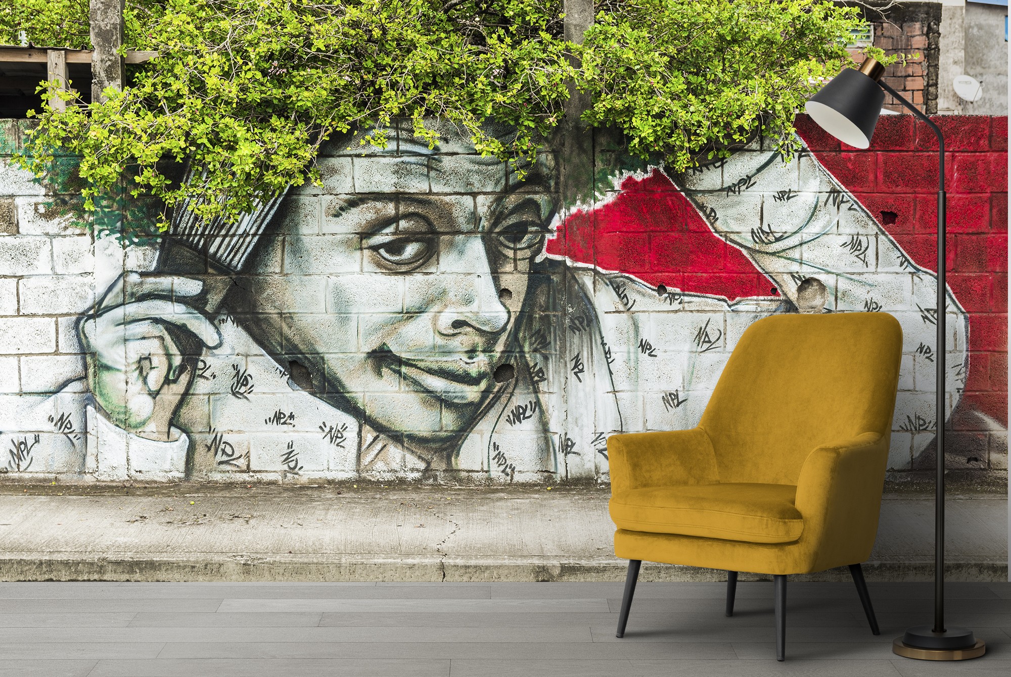 Afro Graffiti Fototapete Straßenkunst Tapete Kinderzimmer Foto ...