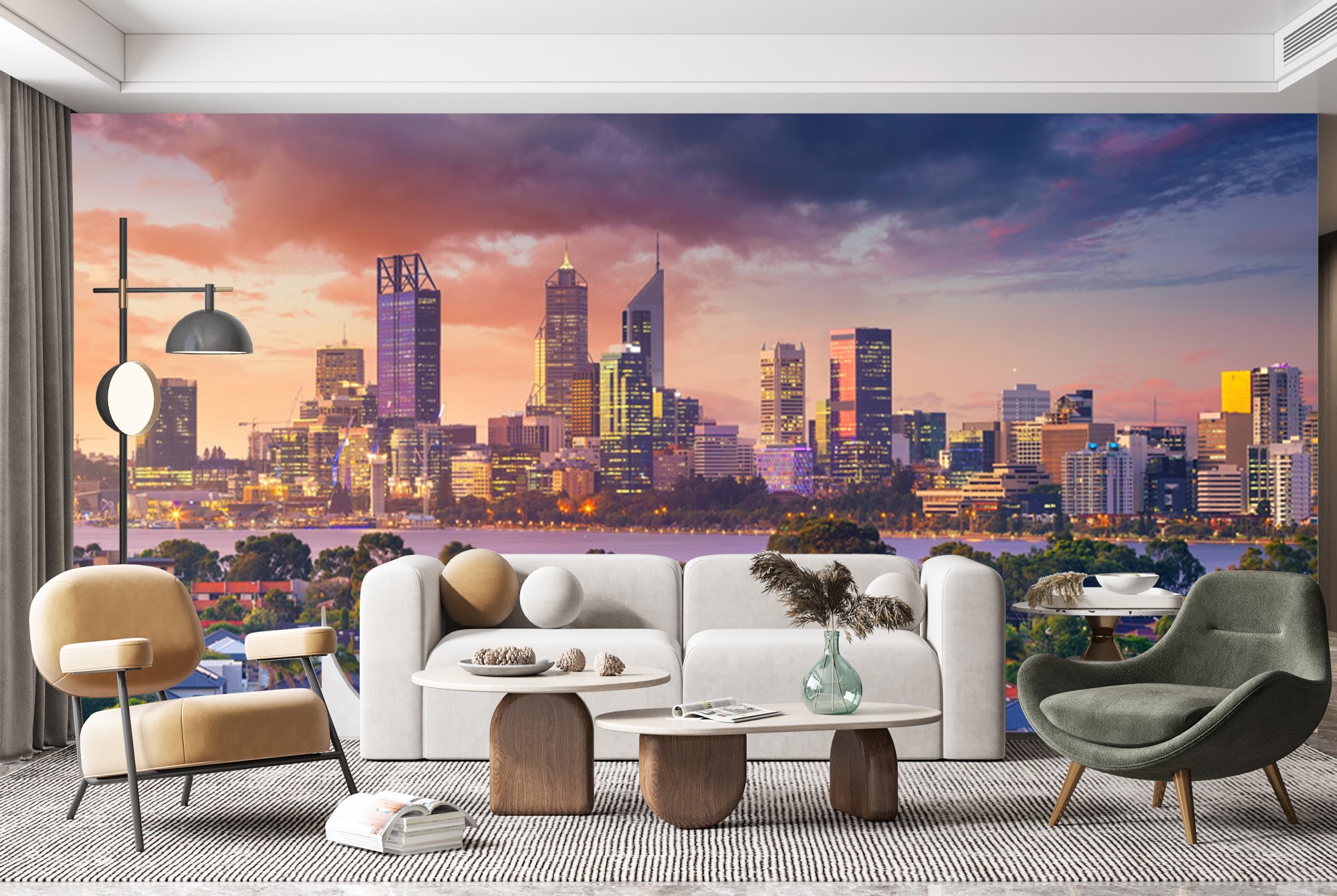 Perth City Skyline Australia Skyline Wallpaper Wall Mural