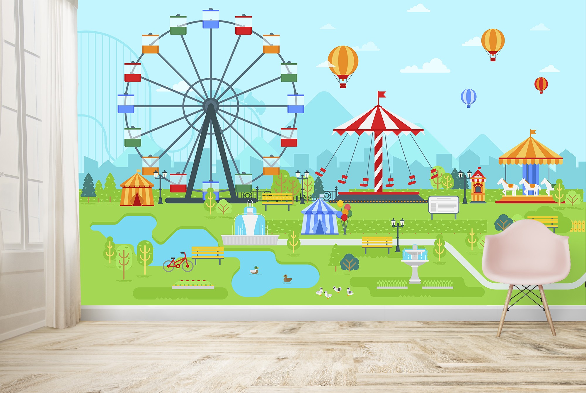 Theme Park Fun Fair Wallpaper Wall Mural