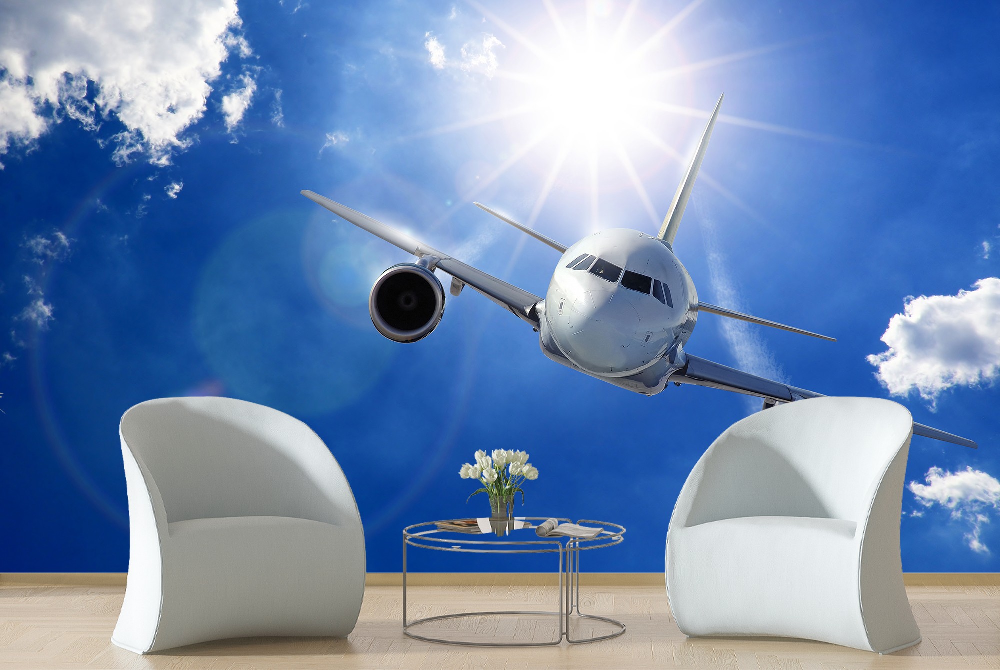 Avion Papier Peint Photo Avion ciel bleu Papier peint Transport Photo ...