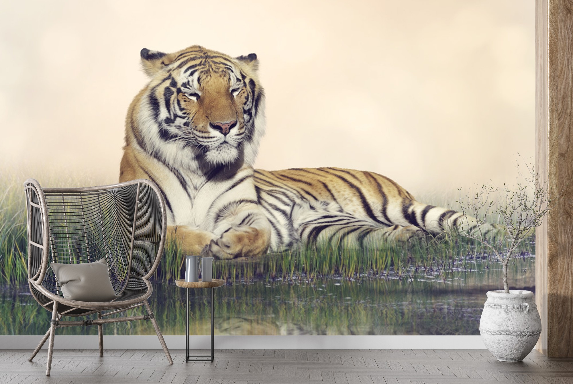 Resting Male Tiger Wallpaper Wall Mural