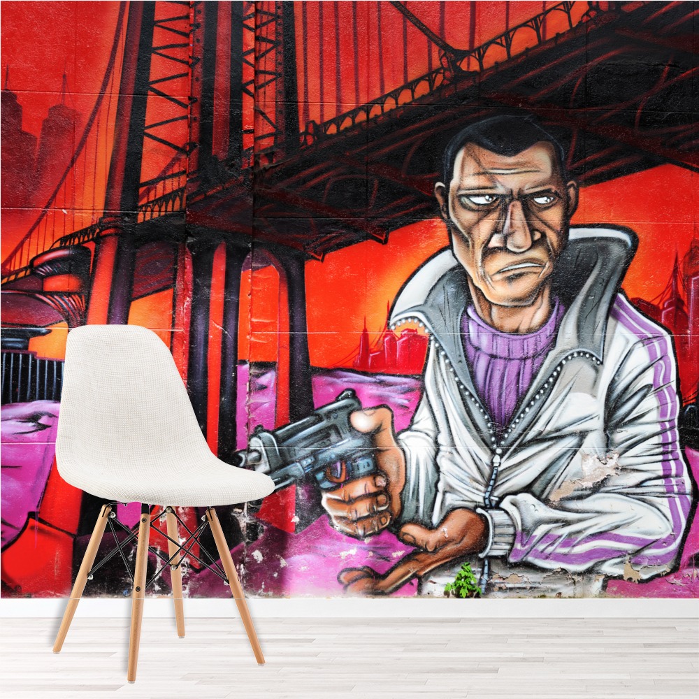 Graffiti Gangster Street Art Wallpaper Wall Mural