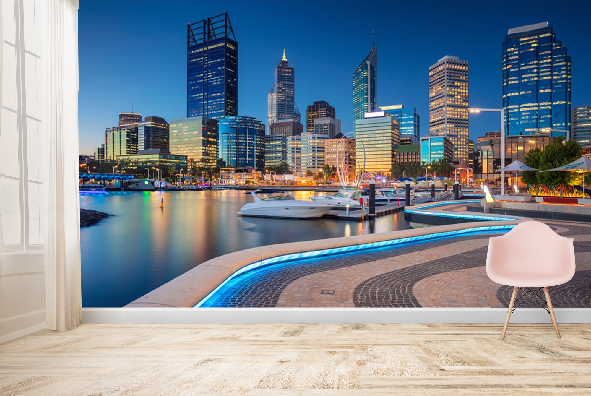 Perth Cityscape Australia Sunset Wallpaper Wall Mural