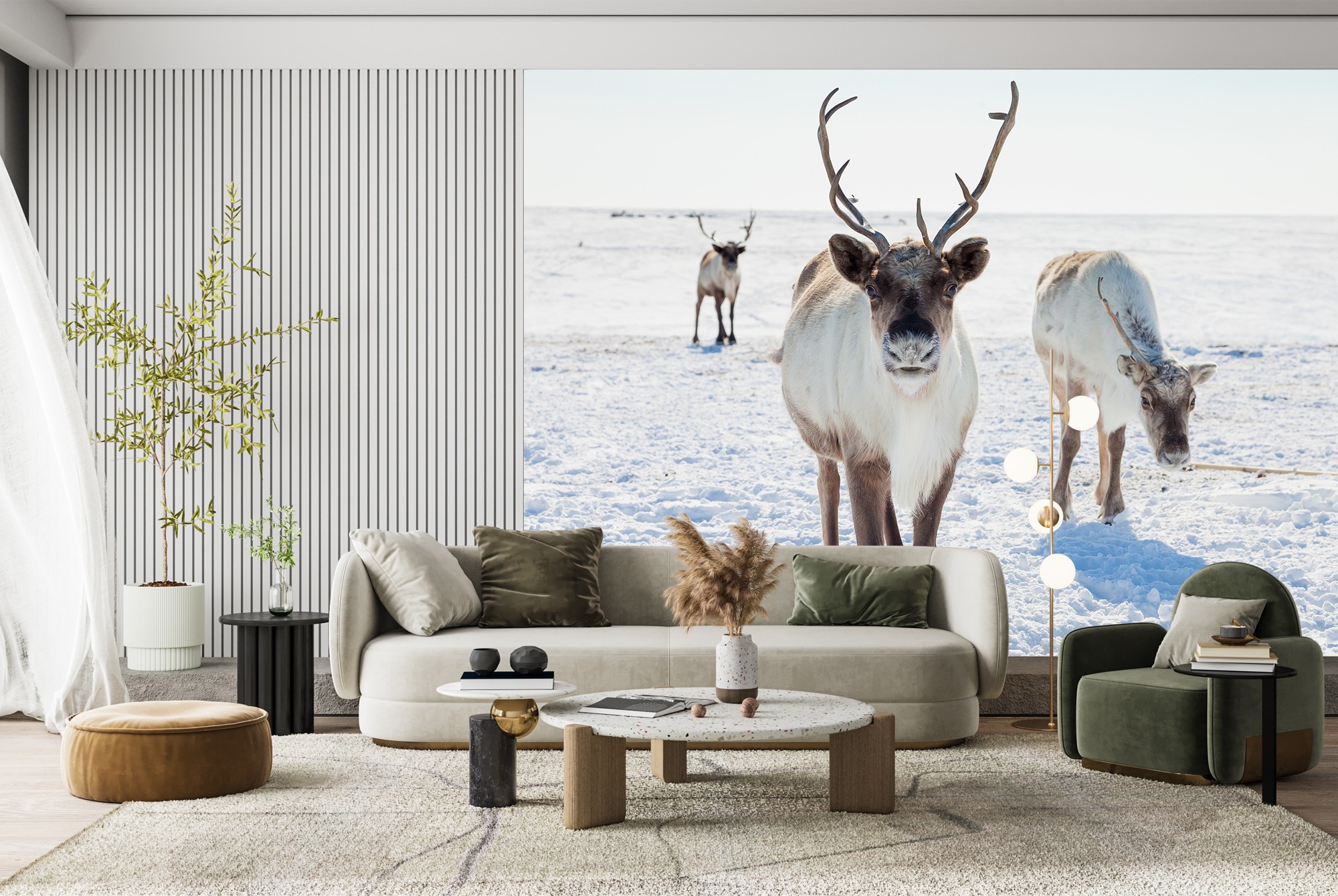 Winter Reindeer Wallpaper Wall Mural