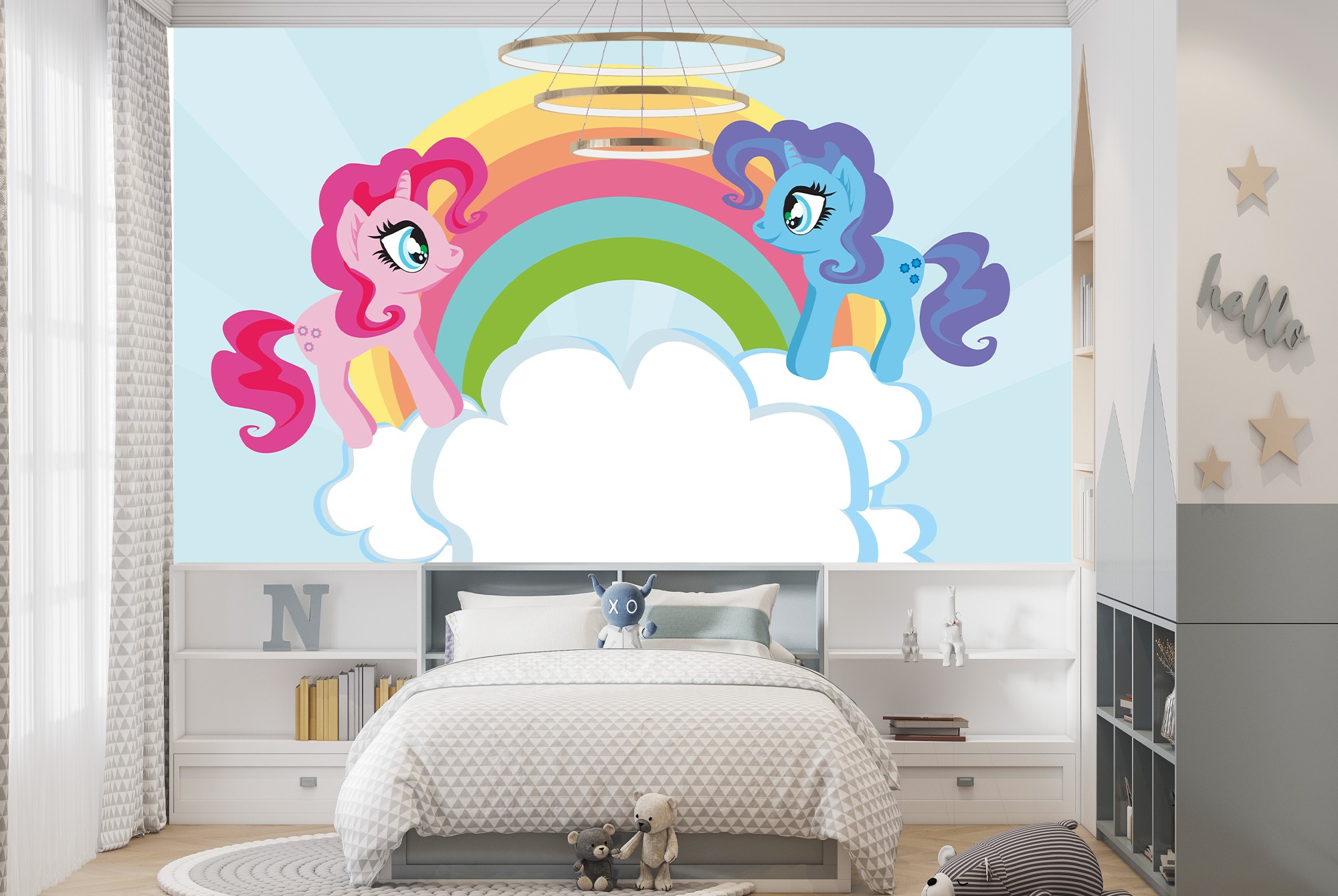 Arco iris del unicornio Fotomurales Poni Papel Pintado Cuarto de niños ...