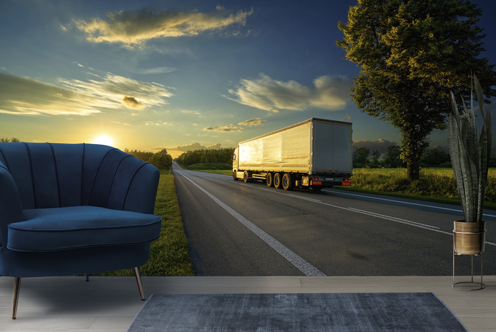 Sunset Lorry Wallpaper Wall Mural